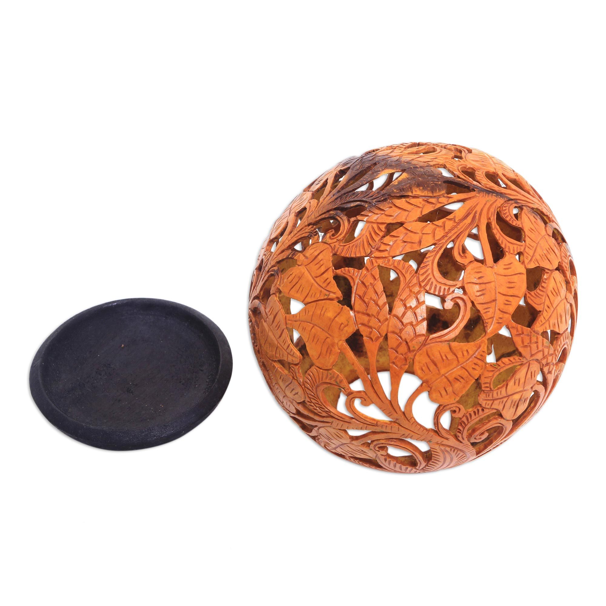 Hand Carved Coconut Shell Sculpture - Tropics | NOVICA