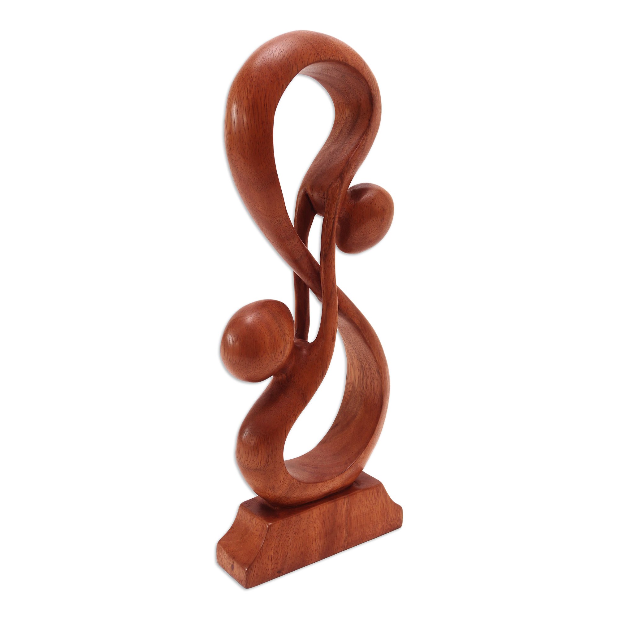 Hand Crafted Romantic Wood Sculpture - Acrobat Lovers | NOVICA