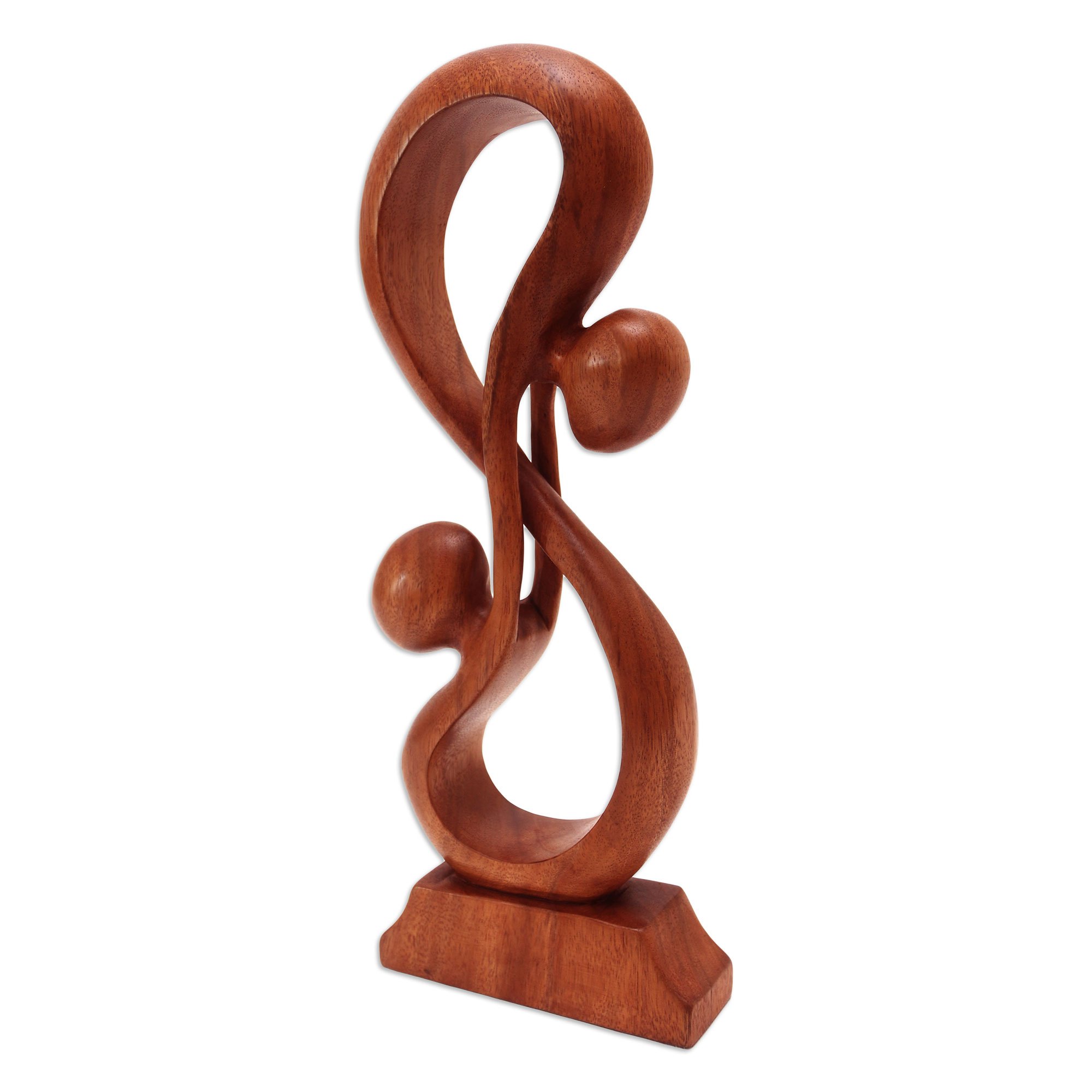 Hand Crafted Romantic Wood Sculpture - Acrobat Lovers | NOVICA