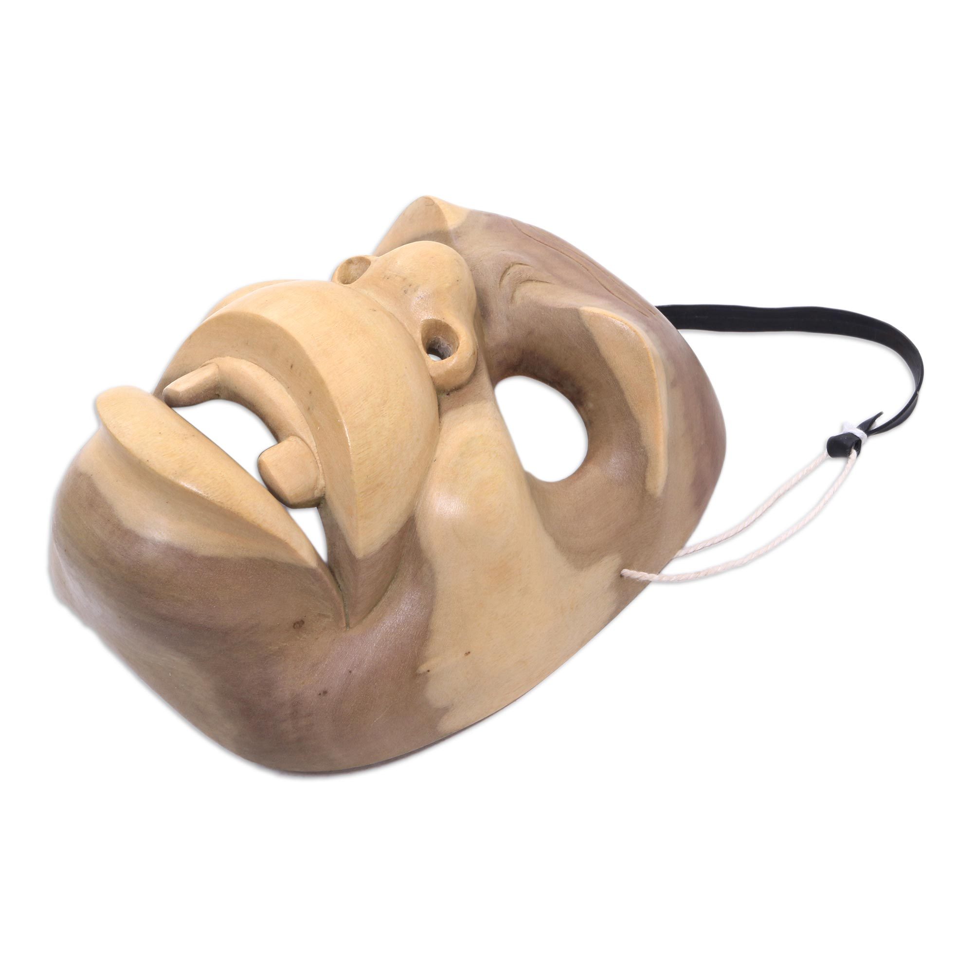 Handcarved Wood Animal Mask - Good Clown | NOVICA