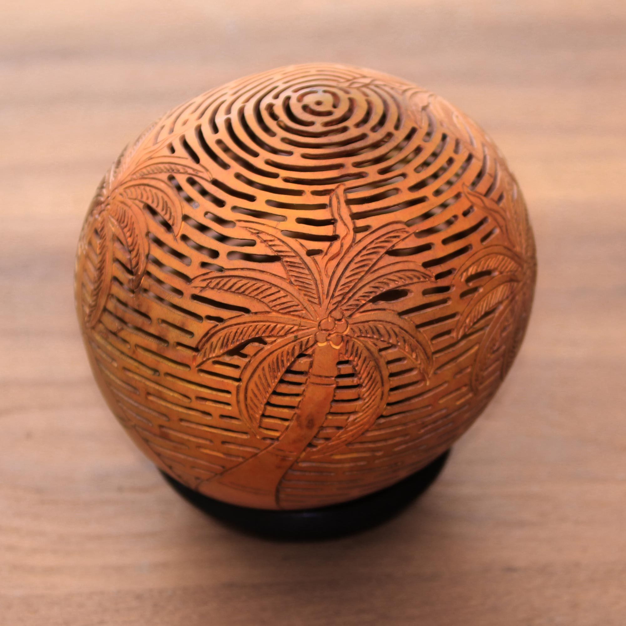 UNICEF Market | Unique Coconut Shell Carving with Stand - Coconut Grove