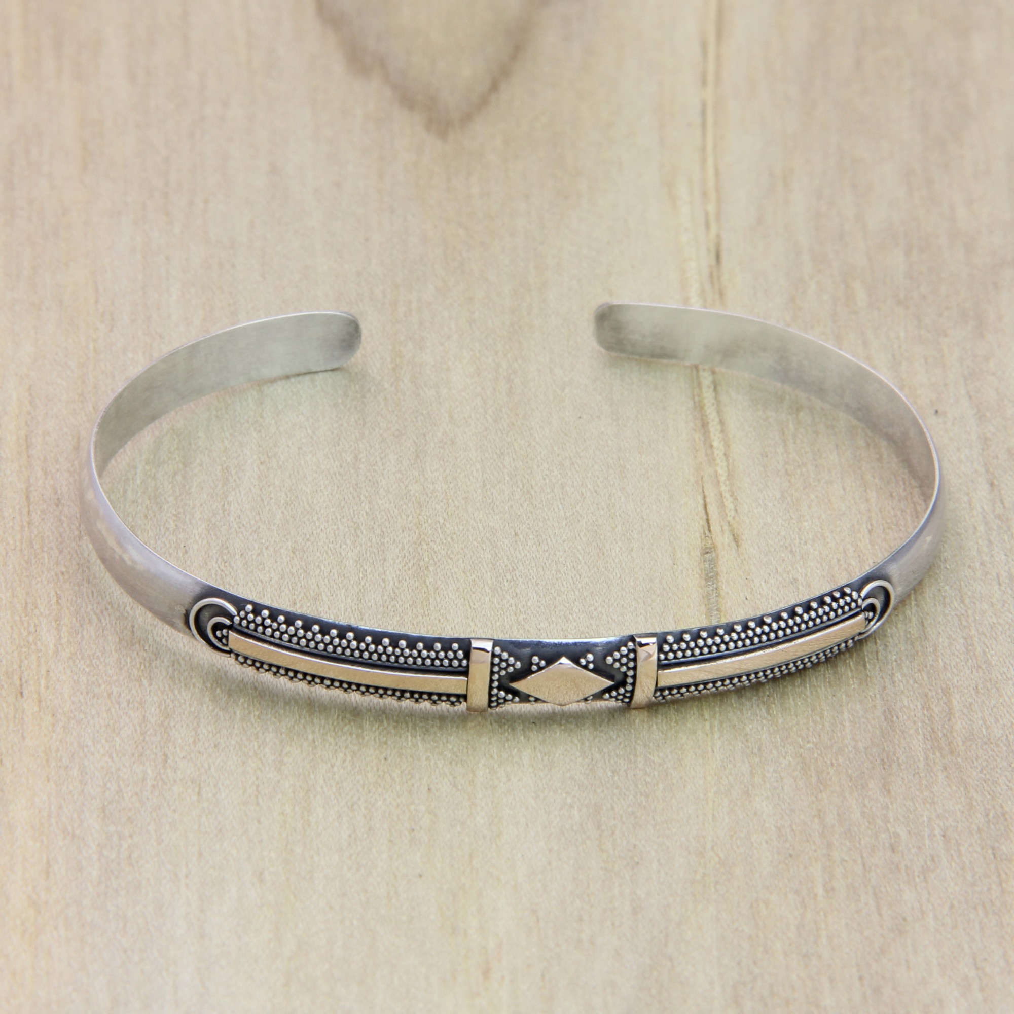 UNICEF Market | Sterling Silver Bracer Plated in 18k Gold - Golden Diamond