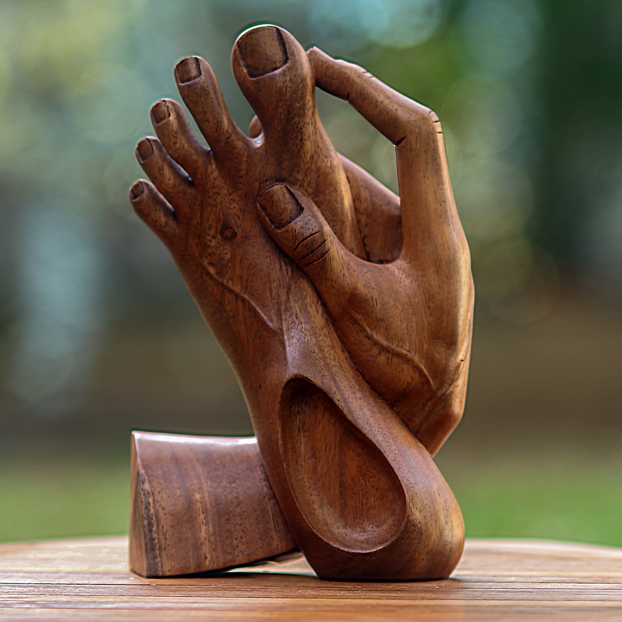 Artisan Crafted Wood Sculpture - Take Action | NOVICA