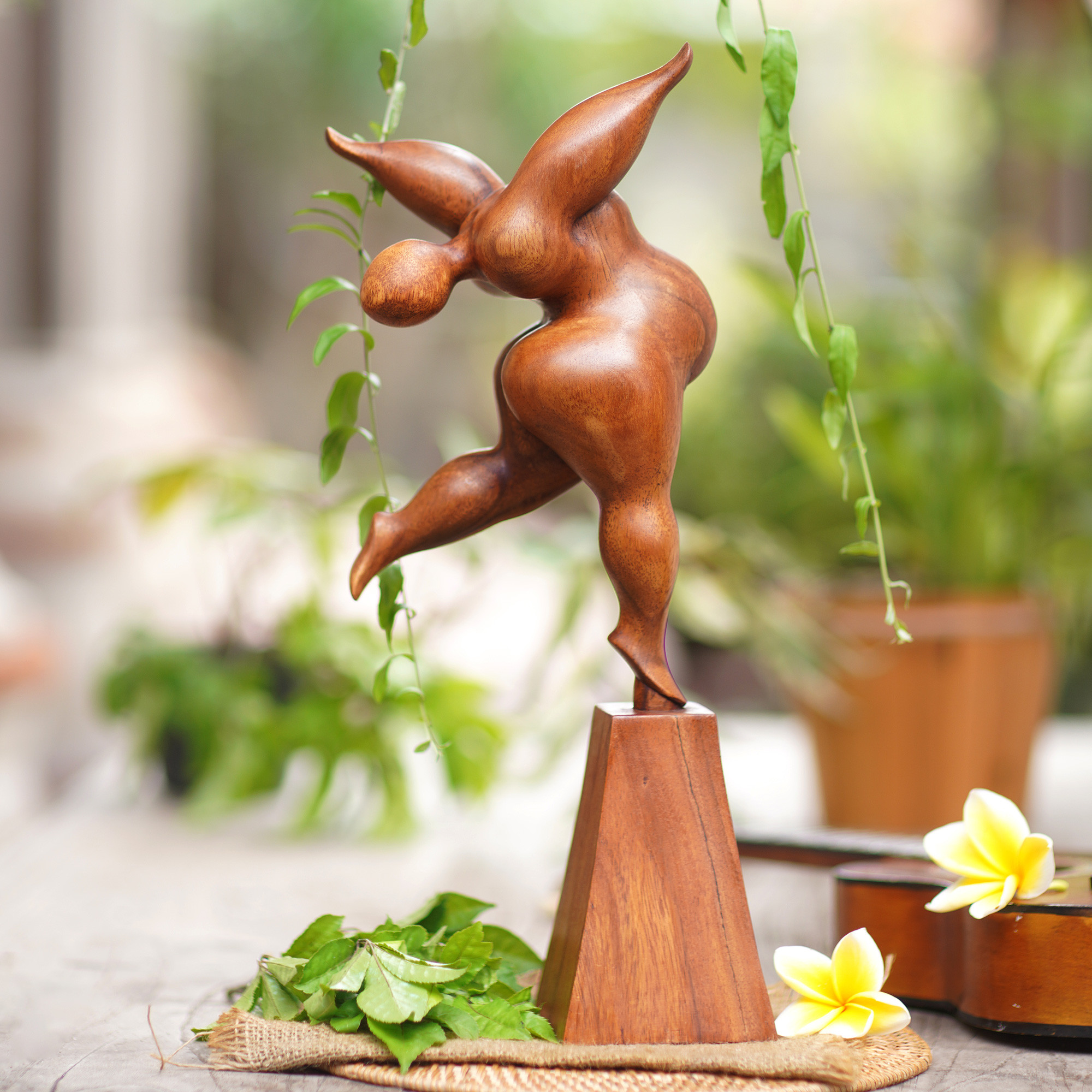 Wood Dancer Sculpture - Let's Dance | NOVICA