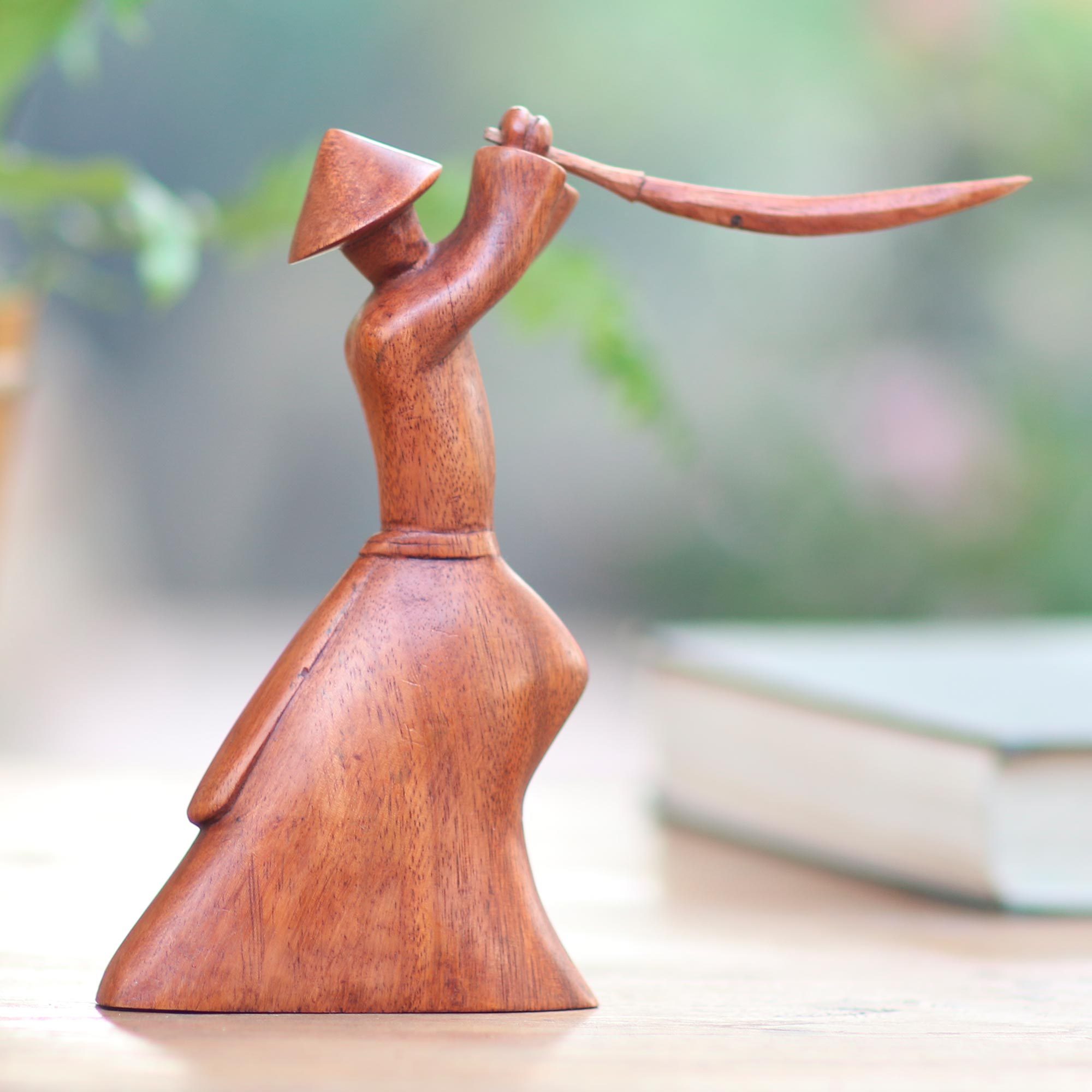 Wood sculpture - Samurai Strategy | NOVICA