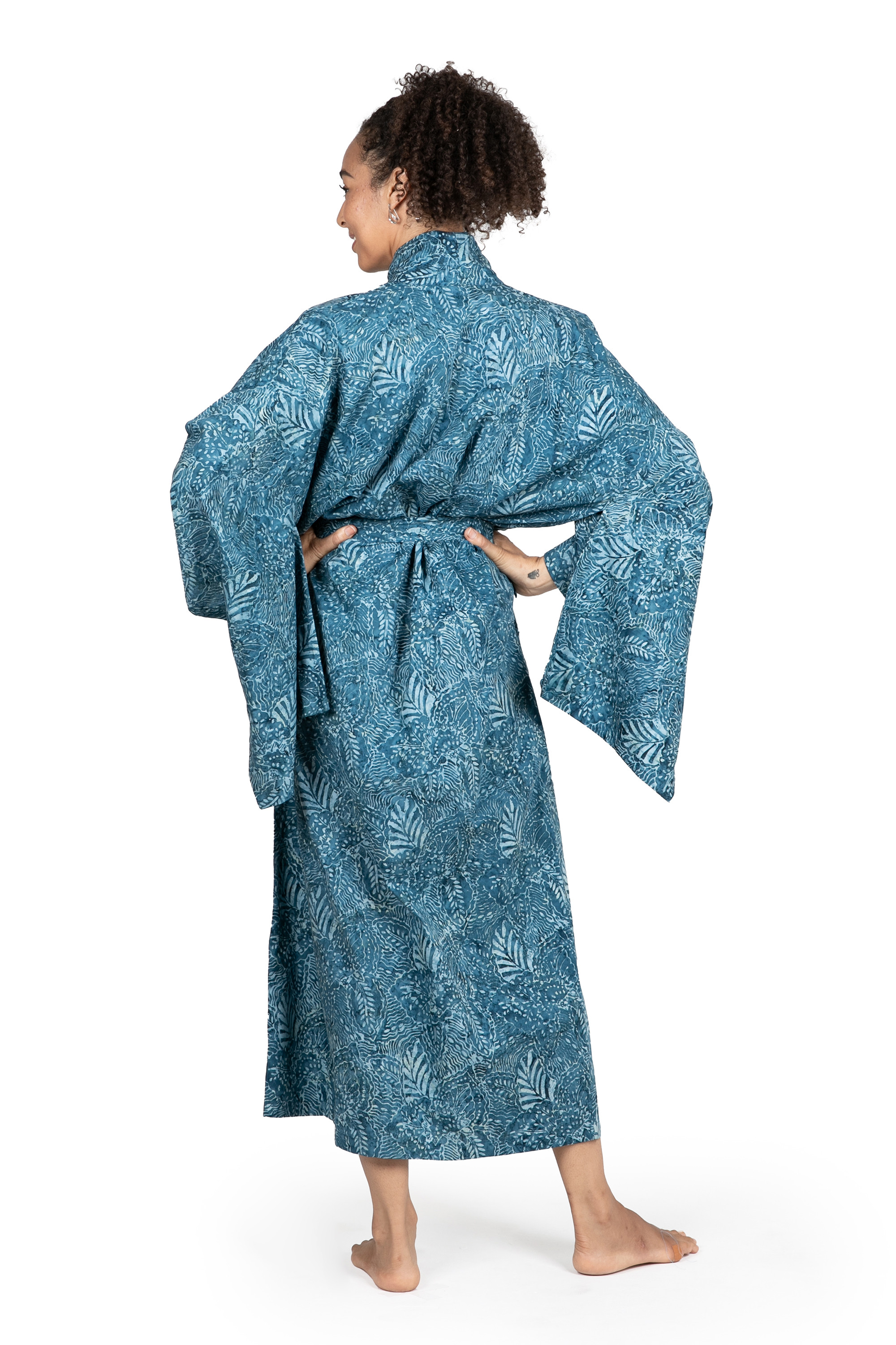 UNICEF Market | Artisan Crafted Long Batik Cotton Robe for Women - Blue ...