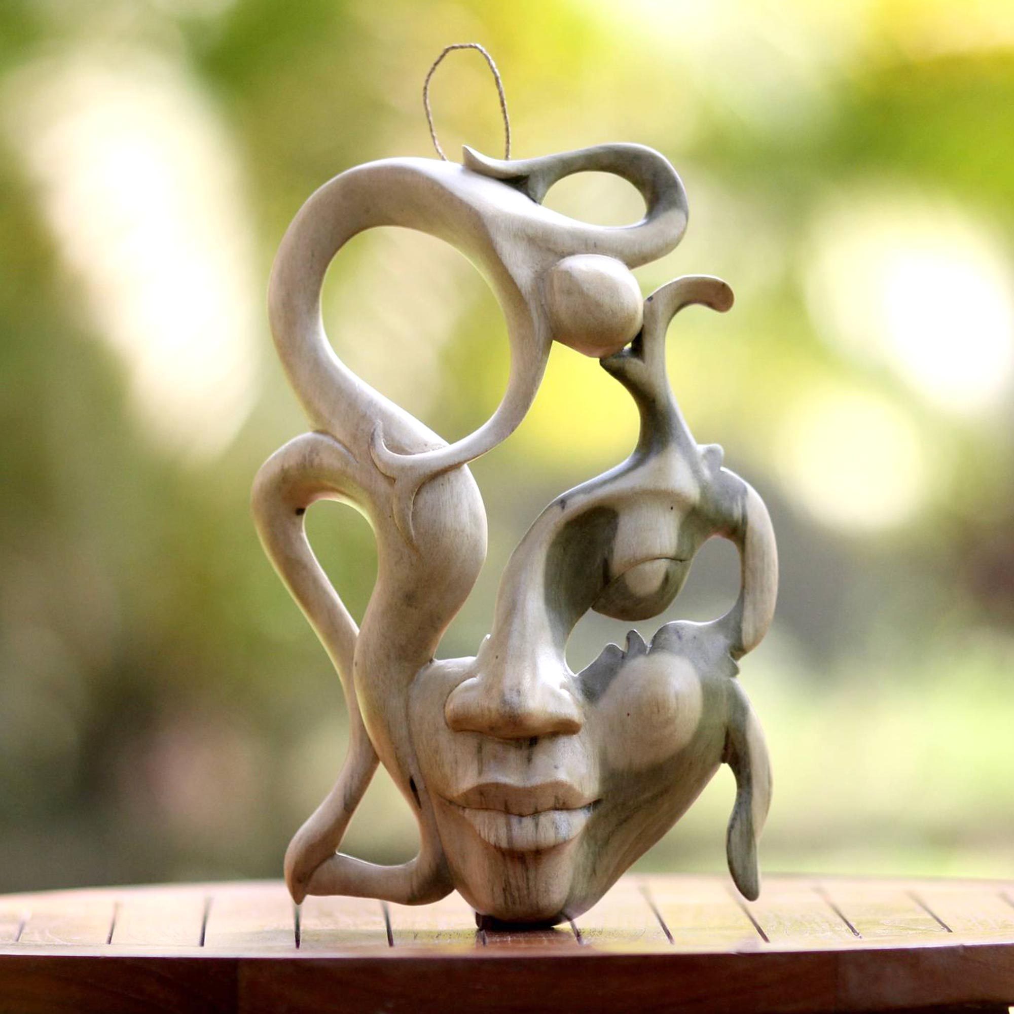 Unique Modern Wood Mask - Balinese Woman | NOVICA