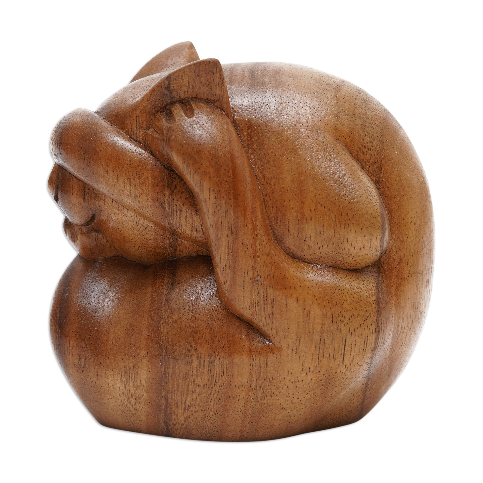 UNICEF Market | Fair Trade Indonesian Wood Yoga Sculpture - Namaste Cat