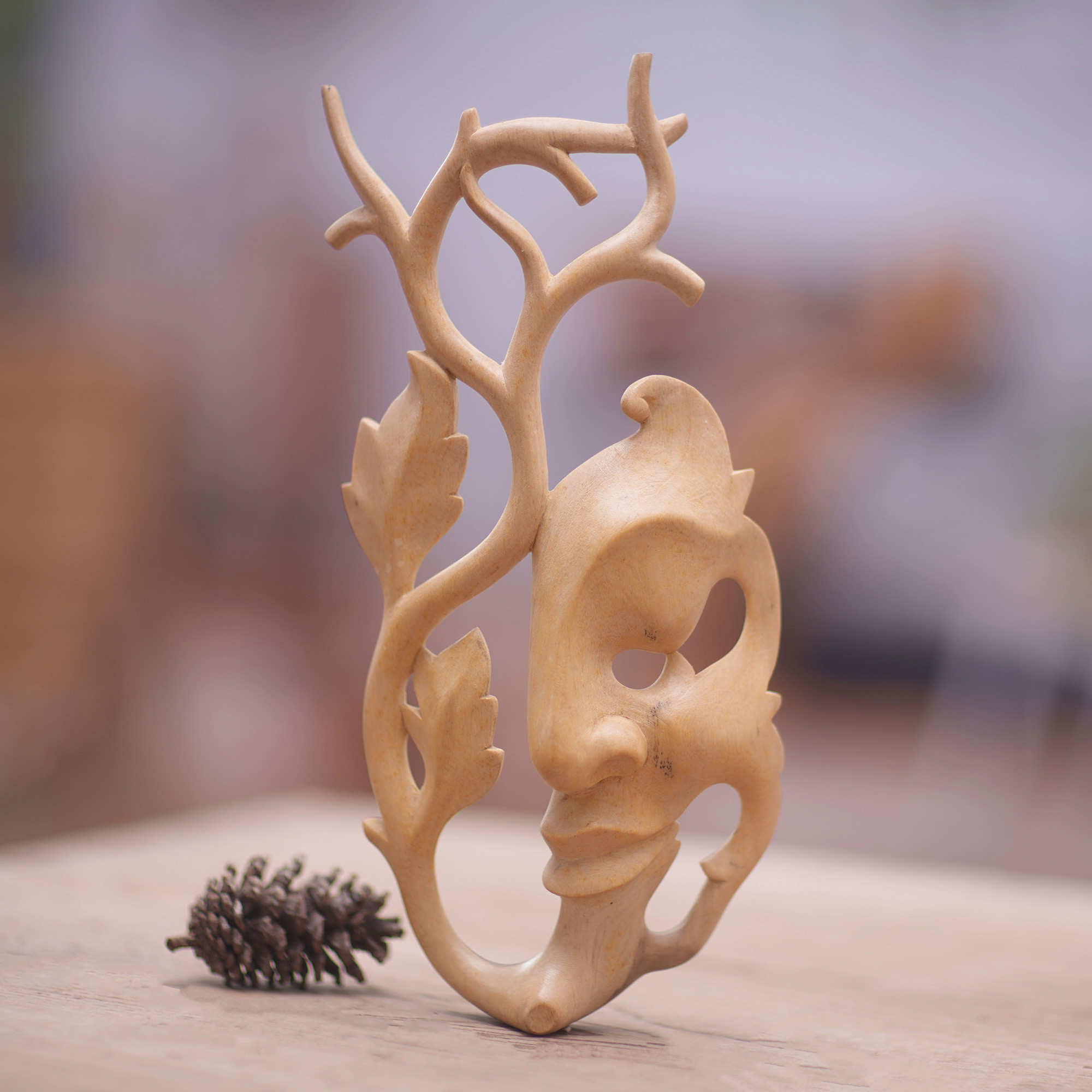 Fair Trade Hibiscus Wood Mask - Silent Woman | NOVICA