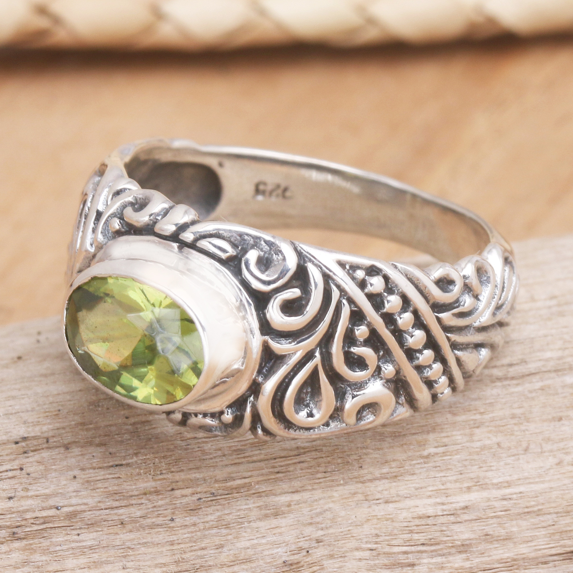 Hand Made Peridot and Sterling Silver Ring - Java Legacy | NOVICA