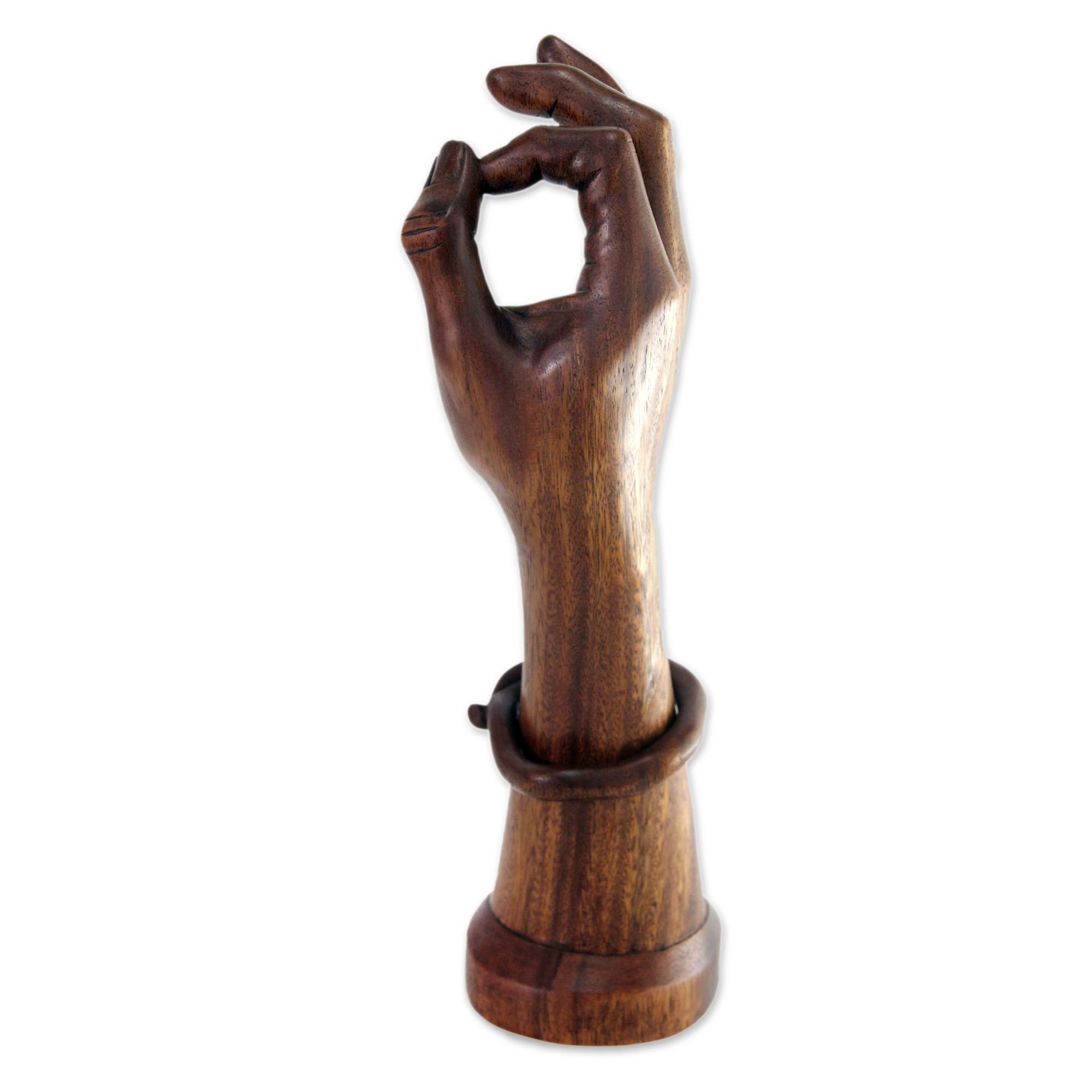 UNICEF Market | Hand Carved Wooden Hand Sculpture - Energy