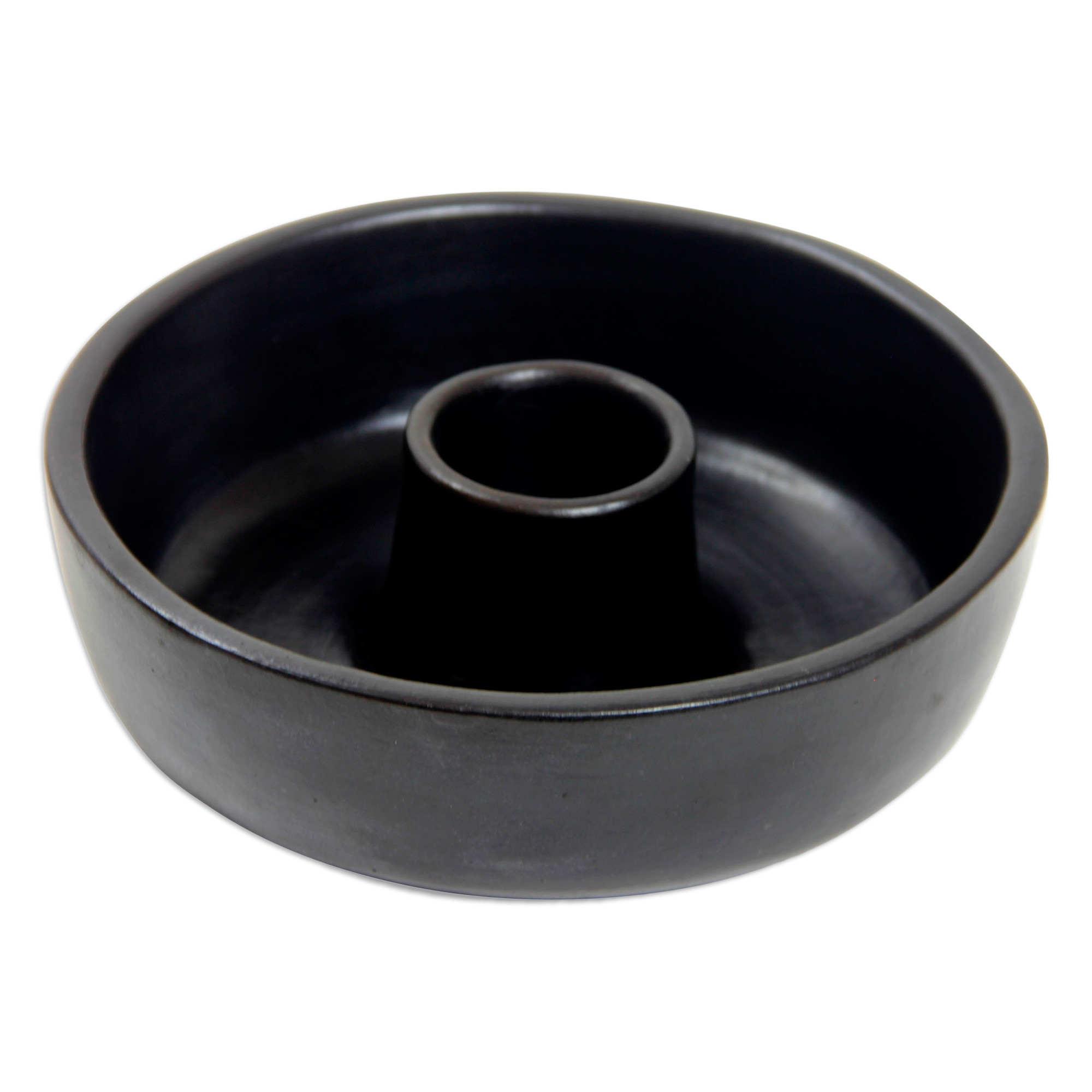 Black Terracotta Canape Dish from Indonesia - Rinjani Black | NOVICA
