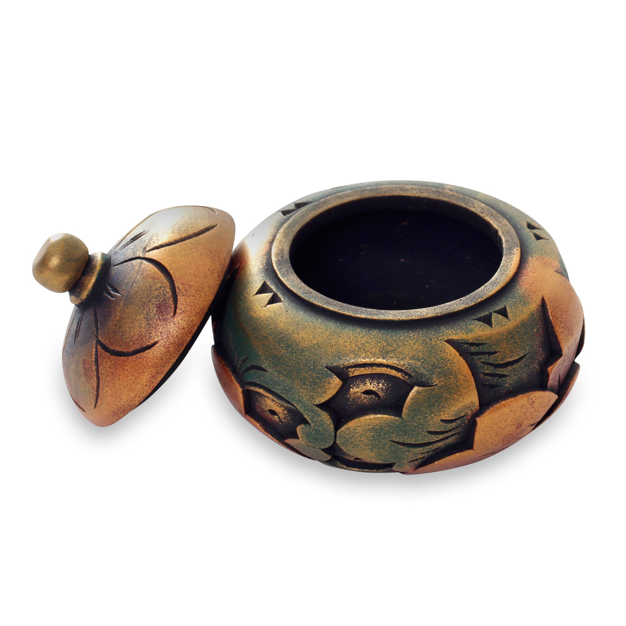 UNICEF Market | Decorative Round Carved Wood Trinket Box from Bali ...