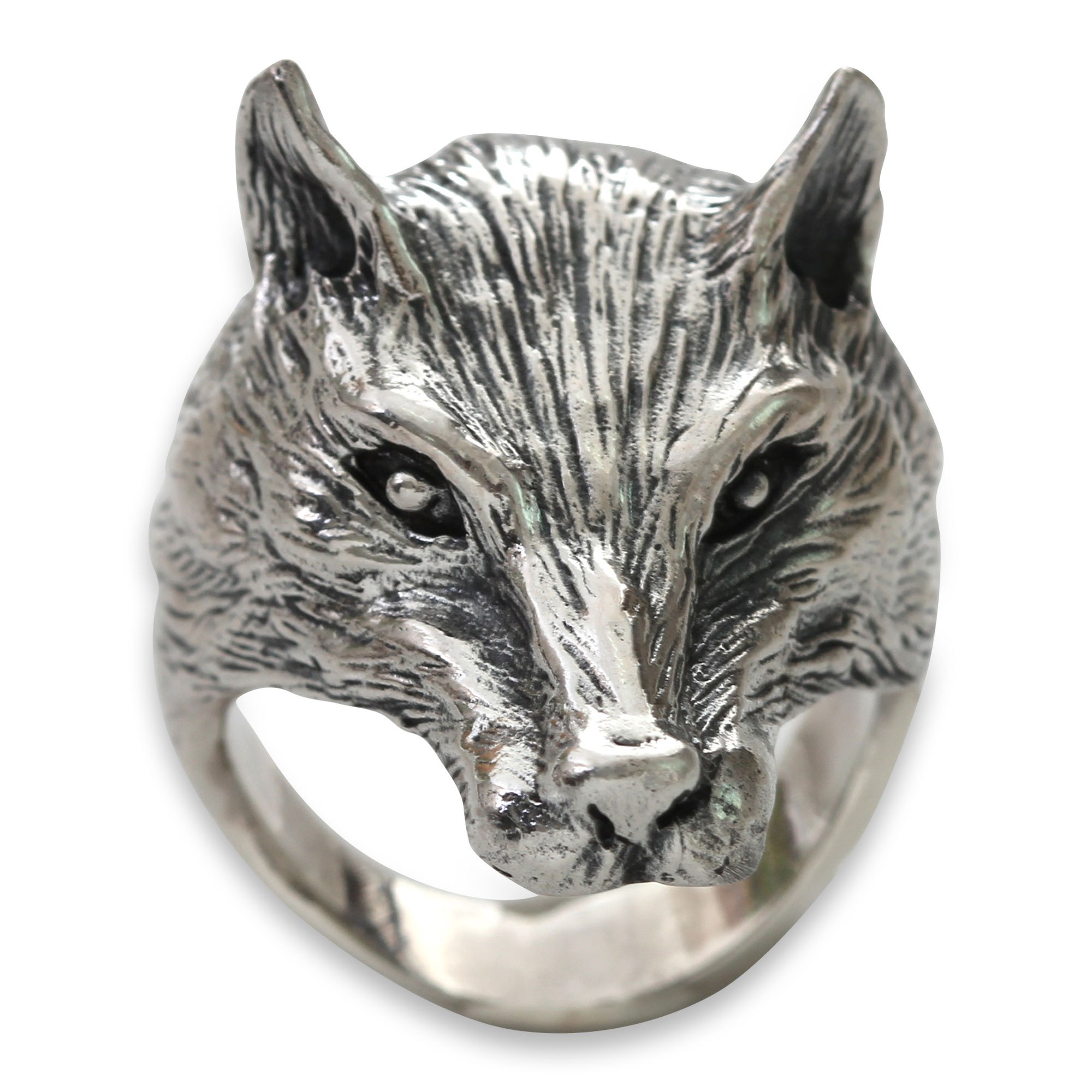 UNICEF Market | Animal Themed Sterling Silver Wolf Ring for Men - Wolf ...