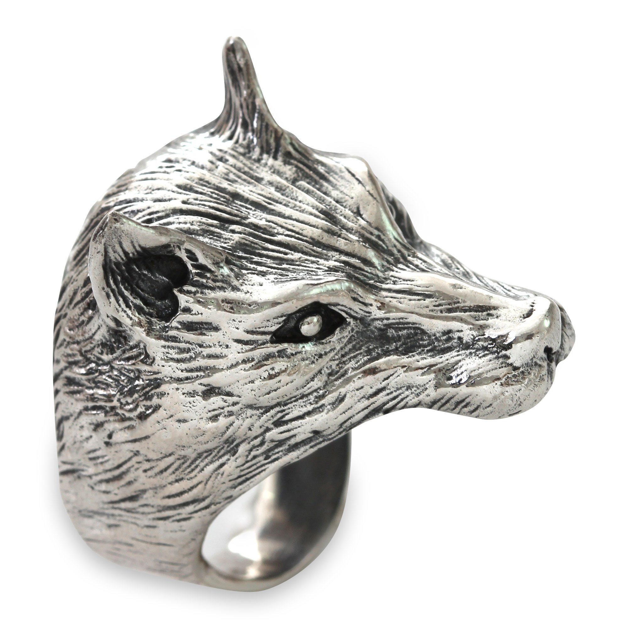 UNICEF Market | Animal Themed Sterling Silver Wolf Ring for Men - Wolf ...