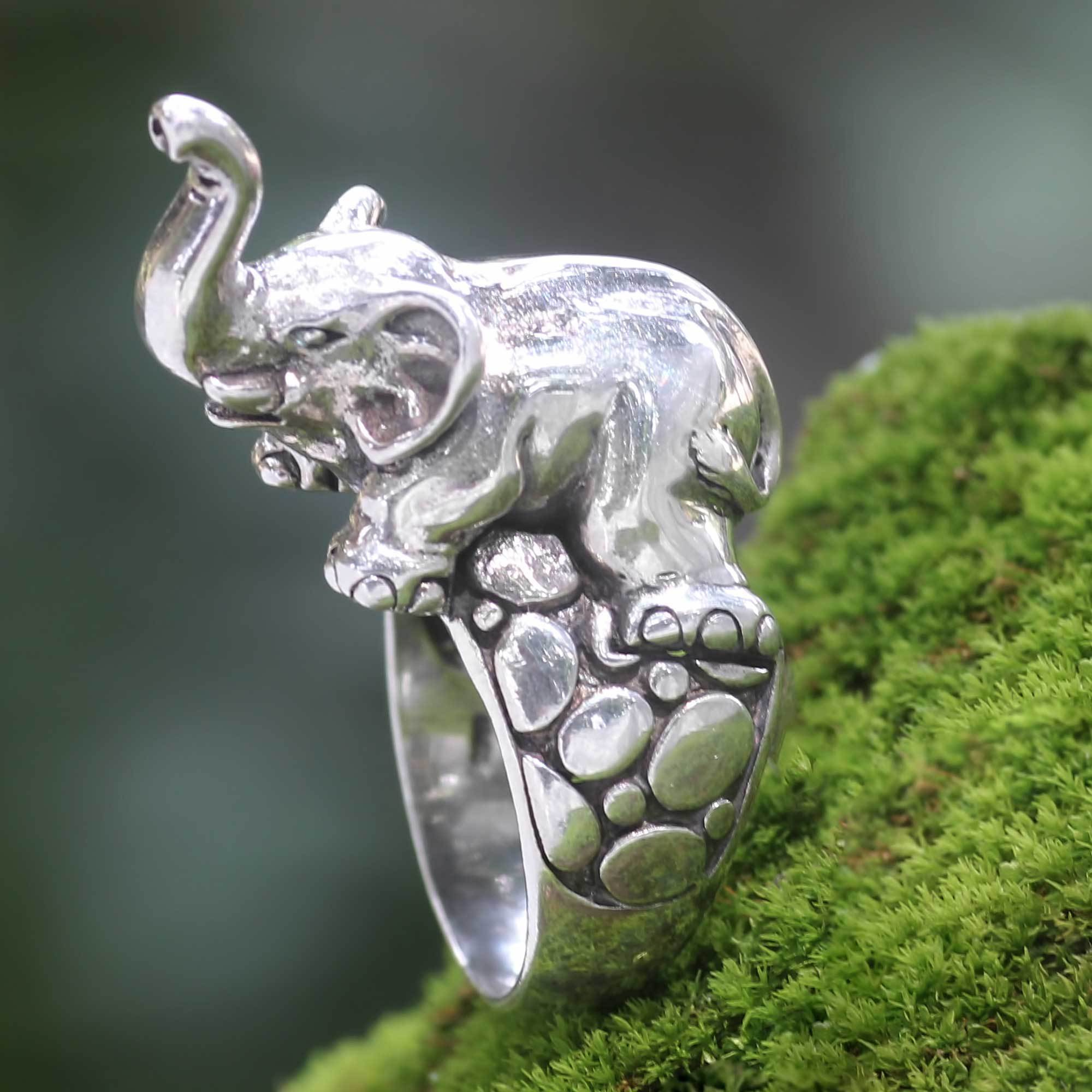 UNICEF Market | Handcrafted Sterling Silver Elephant Theme Men's Ring ...