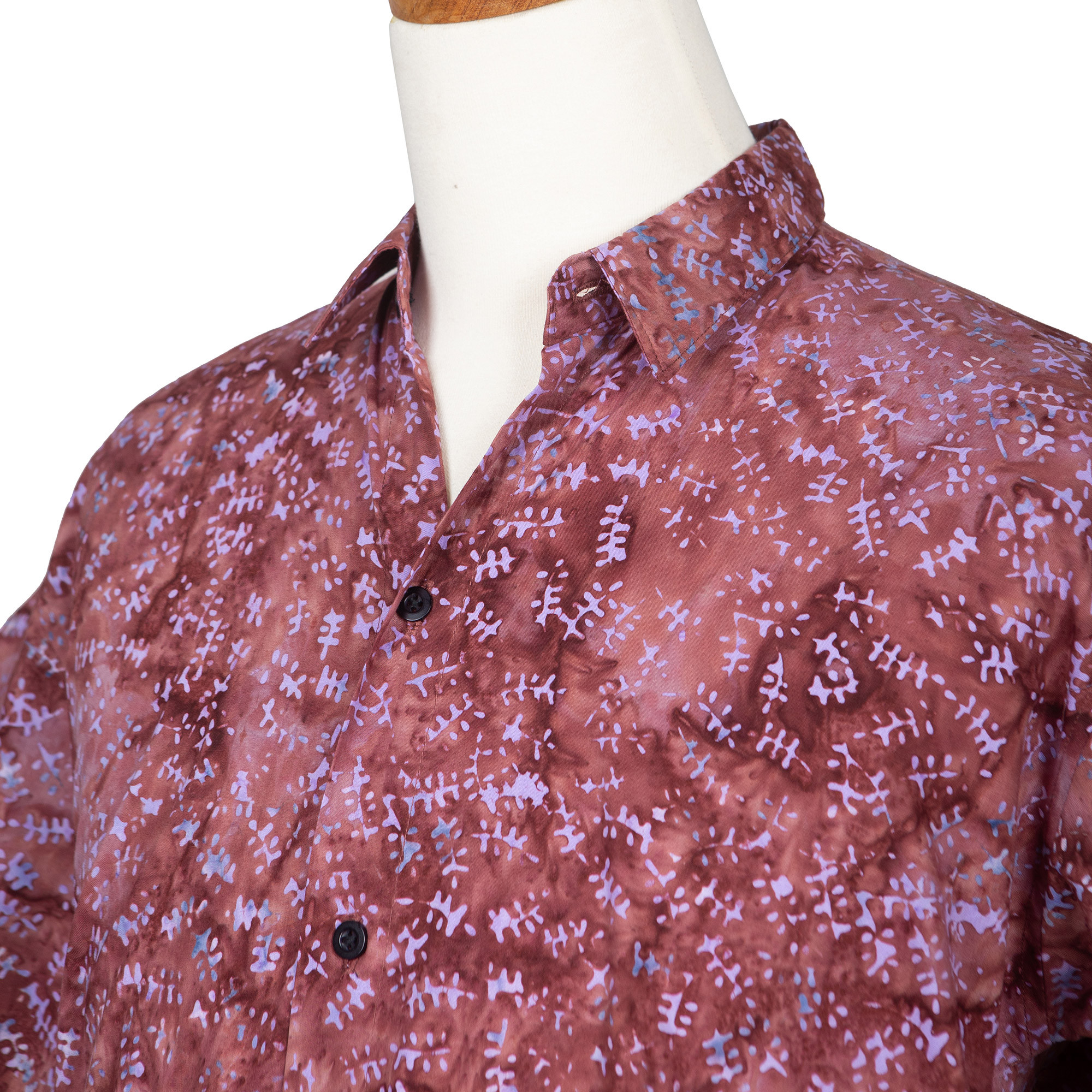 Fair Trade Men's Cotton Batik Shirt in Reds from Bali - Light and ...
