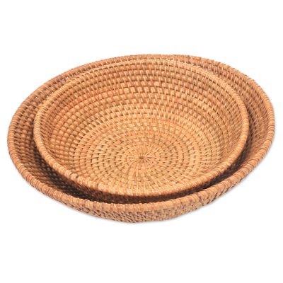 Set of Two Handwoven Baskets of Natural Fibers - Circular Sentiments ...