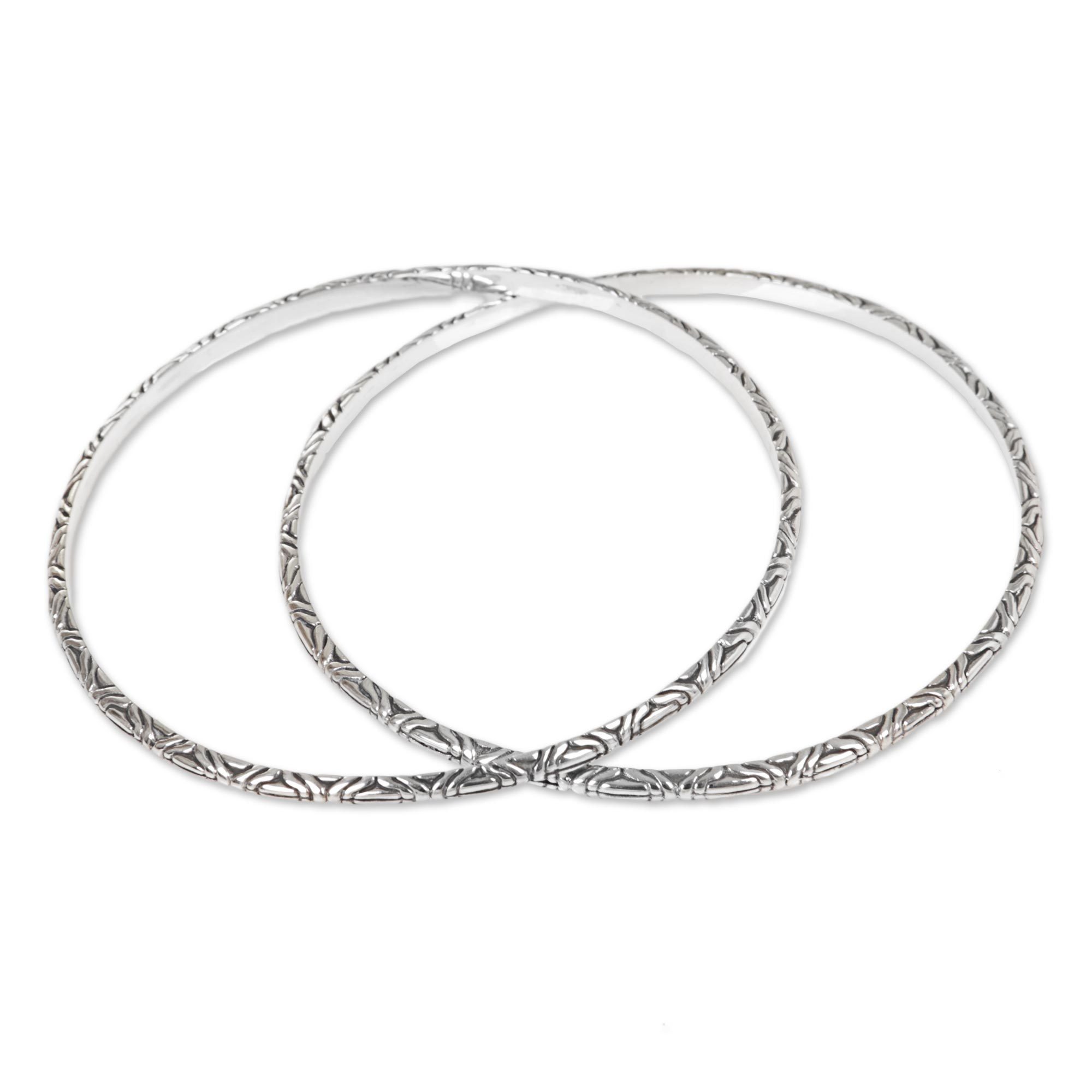 UNICEF Market | Two 925 Sterling Silver Handmade Engraved Bangles from ...
