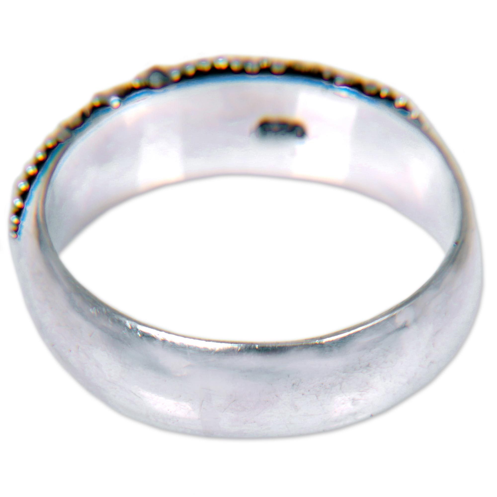 Sterling Silver Ring with Gold Plated Accents - Golden Stare | NOVICA