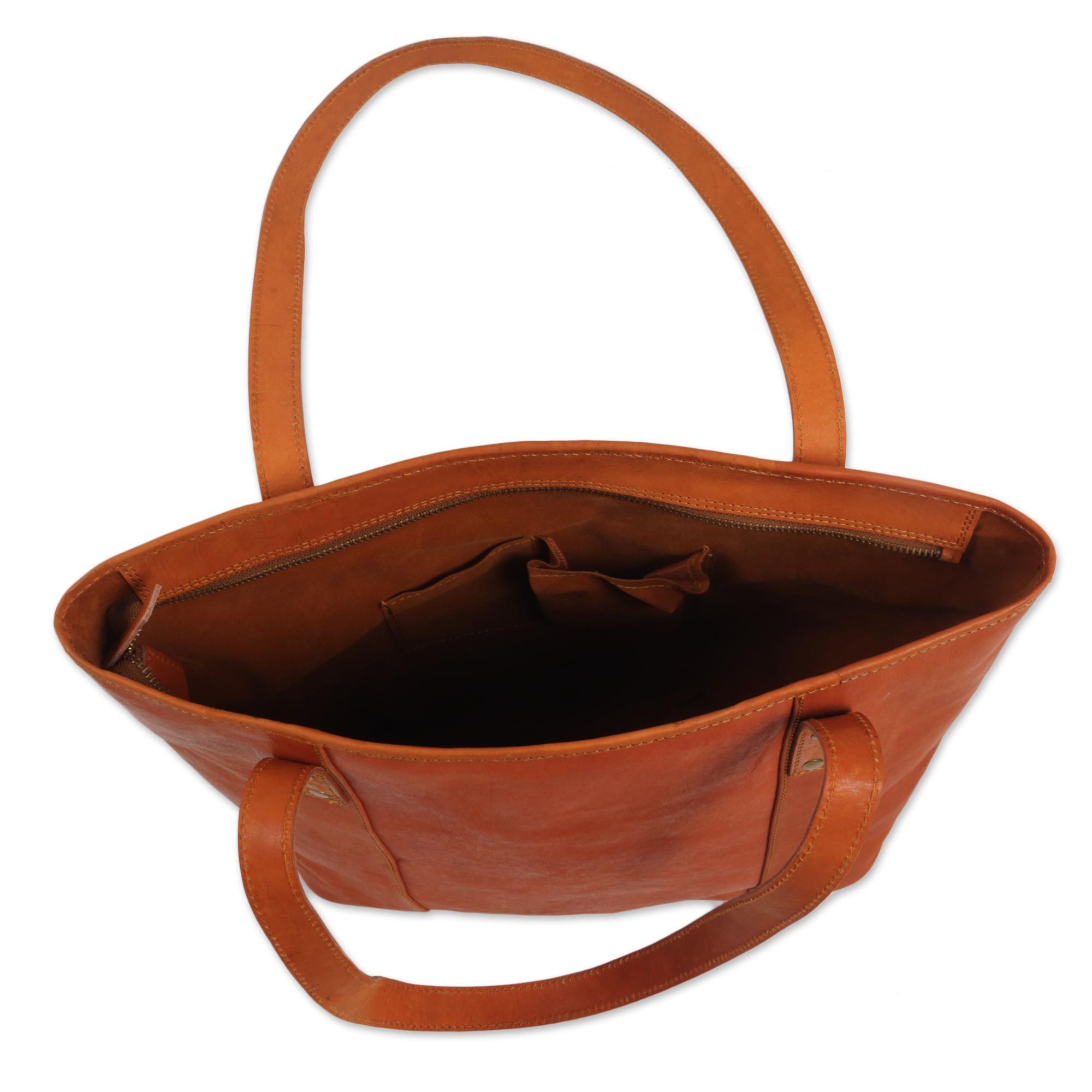 Hand Made Leather Floral Tote Handbag from Indonesia - Petaled Temple ...