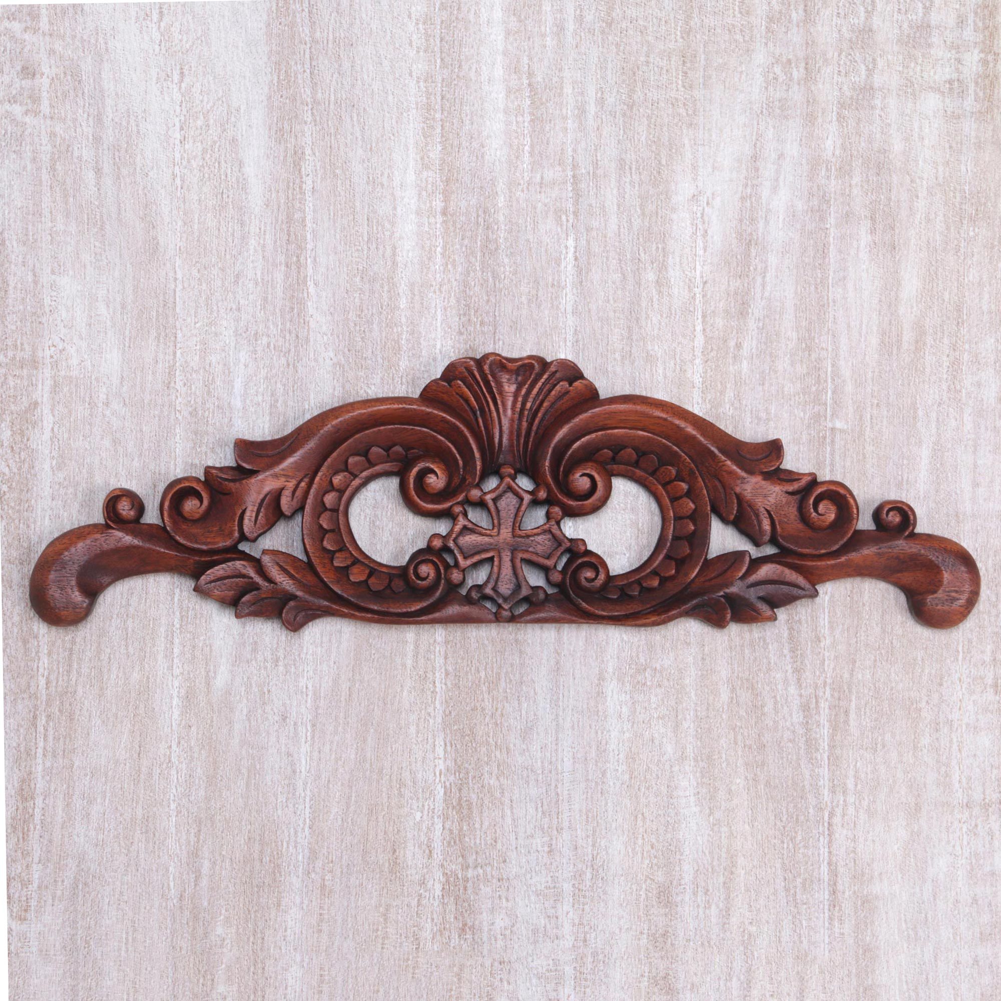 UNICEF Market | Hand Carved Cross Wood Wall Relief Panel from Indonesia ...