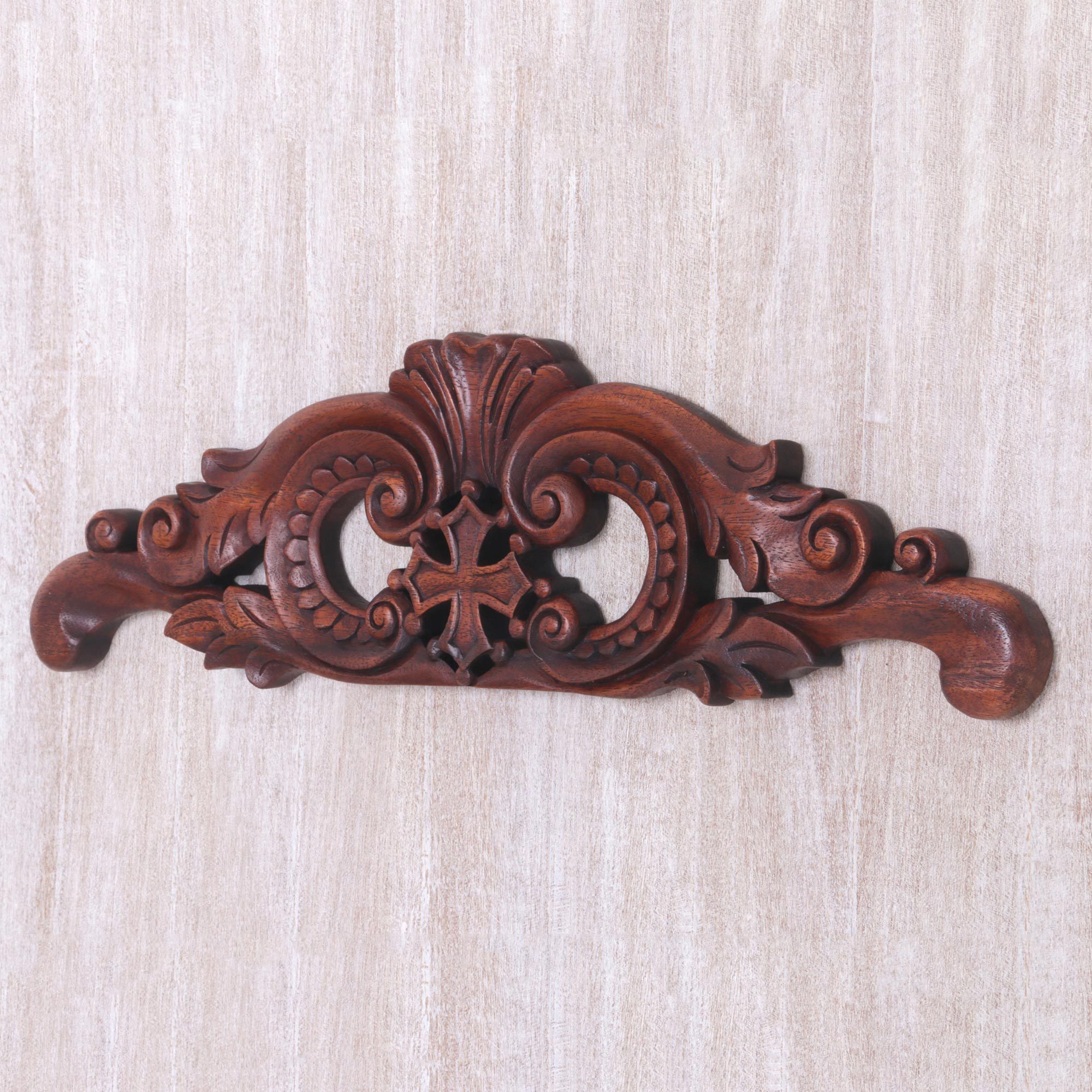 UNICEF Market | Hand Carved Cross Wood Wall Relief Panel from Indonesia ...