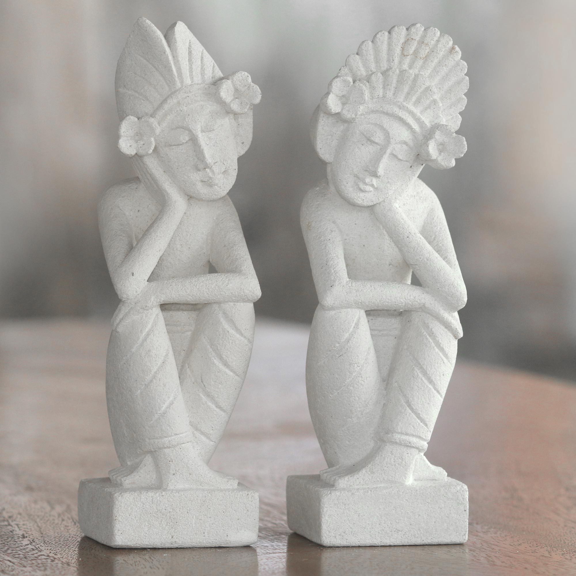 UNICEF Market | Pair of Hand Carved Sandstone Sculptures from Indonesia ...