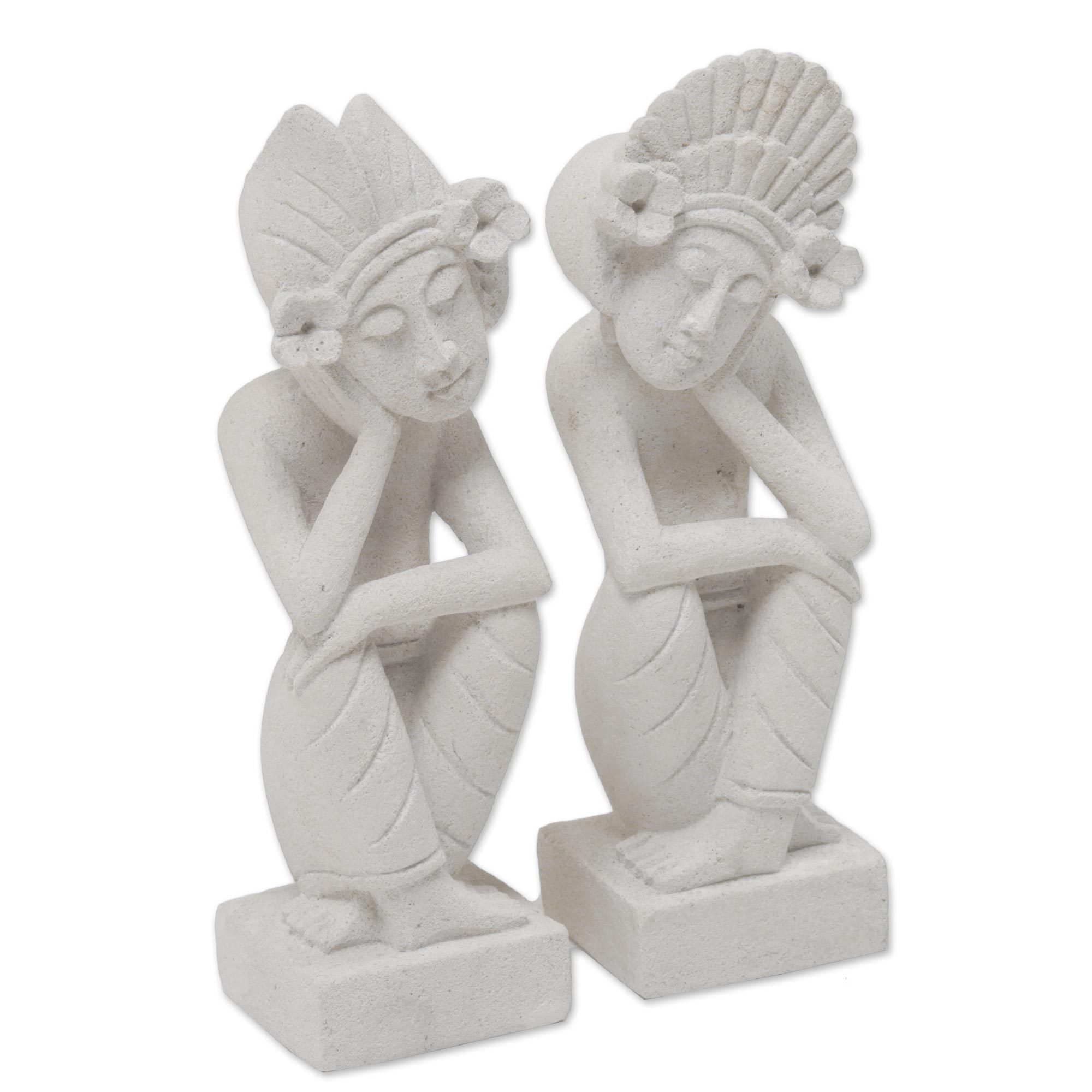 UNICEF Market | Pair of Hand Carved Sandstone Sculptures from Indonesia ...
