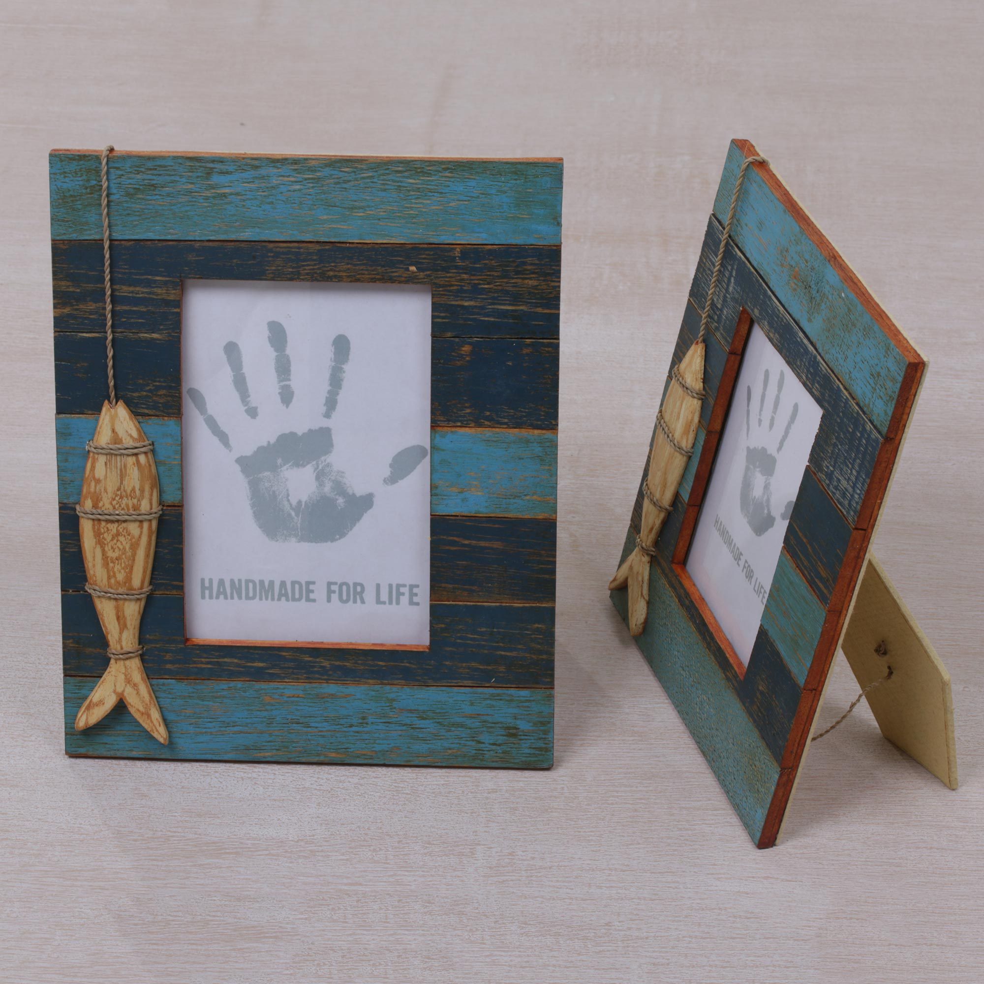 UNICEF Market | 4x6 and 3x5 Albesia Wood Striped Nautical Fish Photo ...