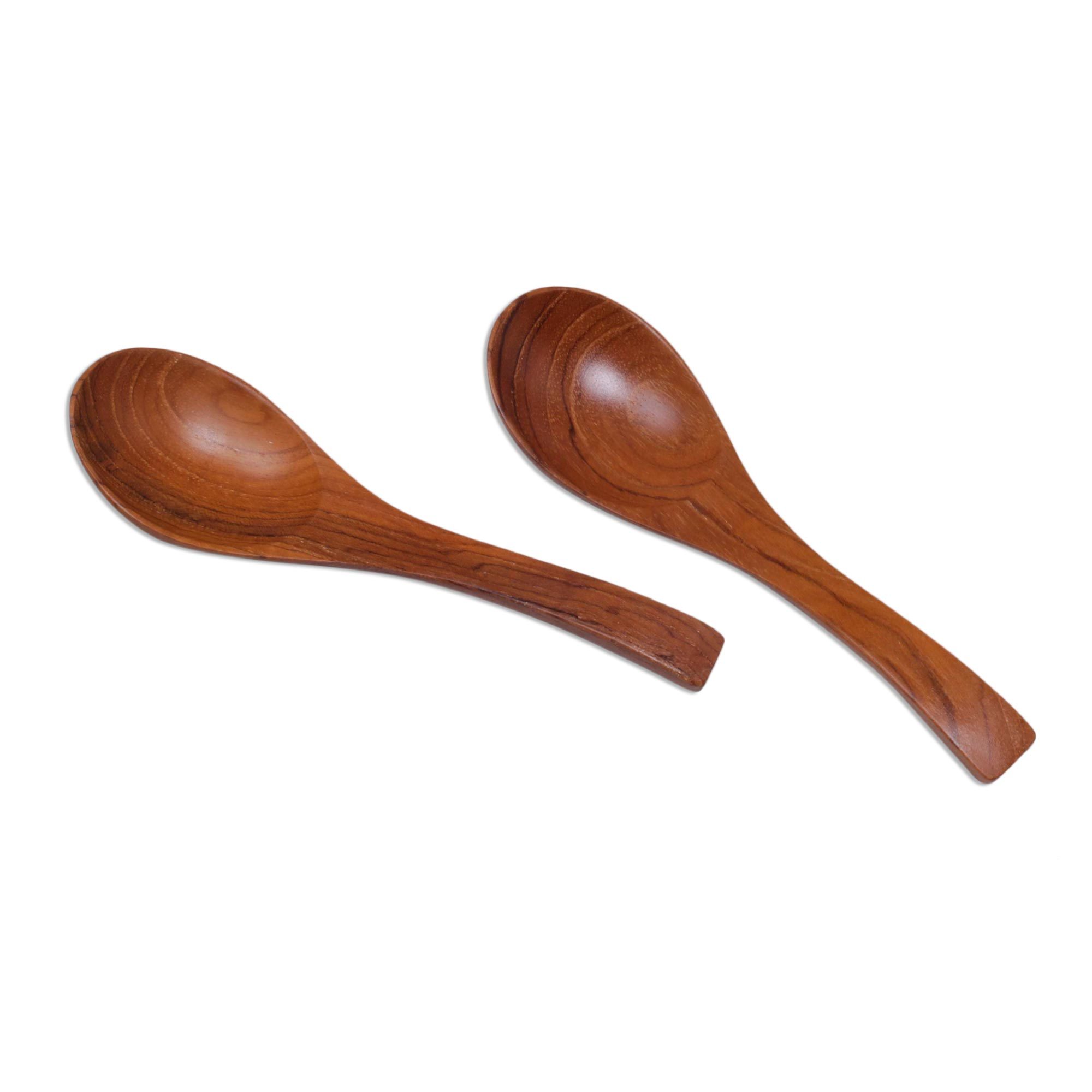 Handmade Teak Wood Spoons from Bali (Pair) - Elegant Companions | NOVICA