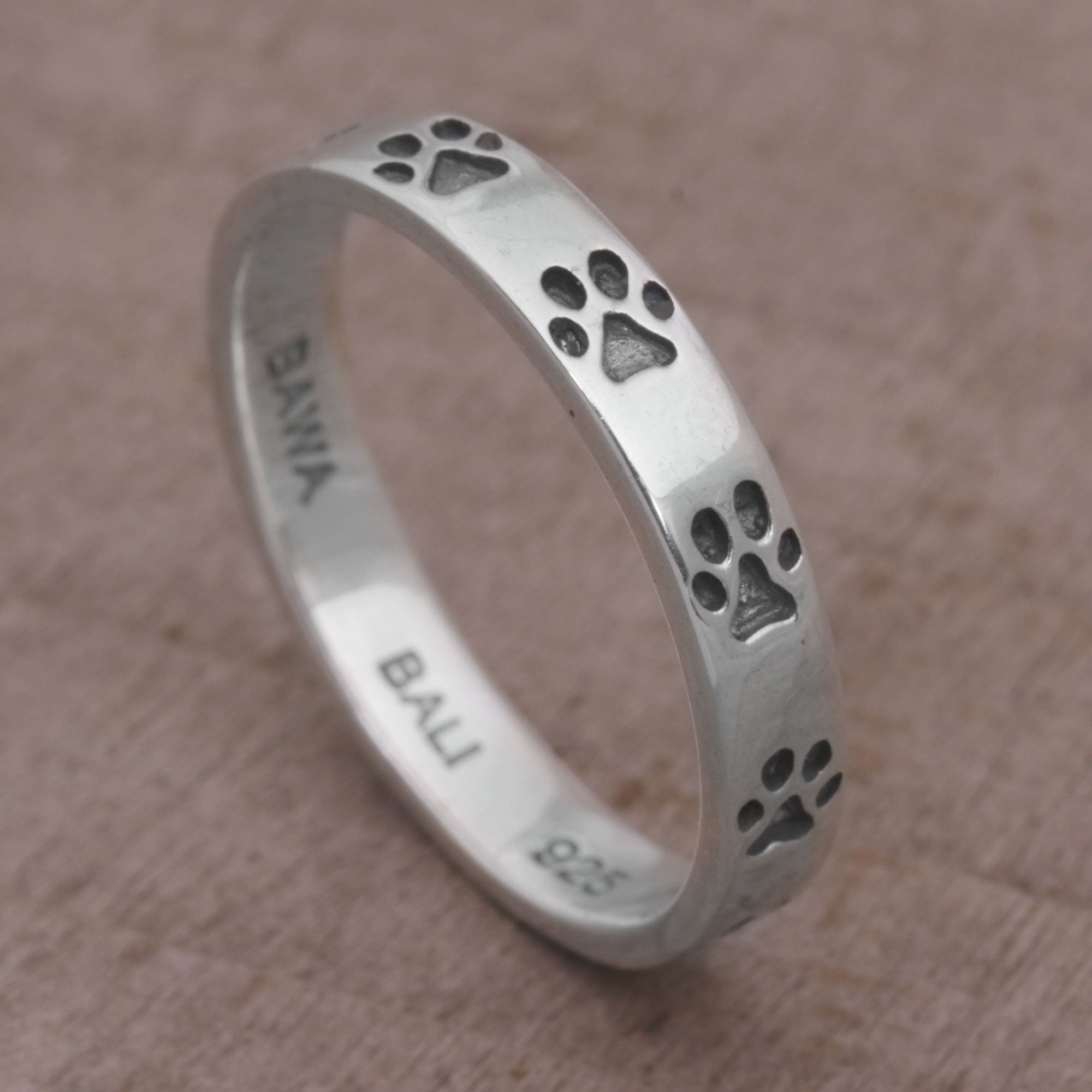 UNICEF Market | Sterling Silver Paw Print Motif Band Ring from Bali ...