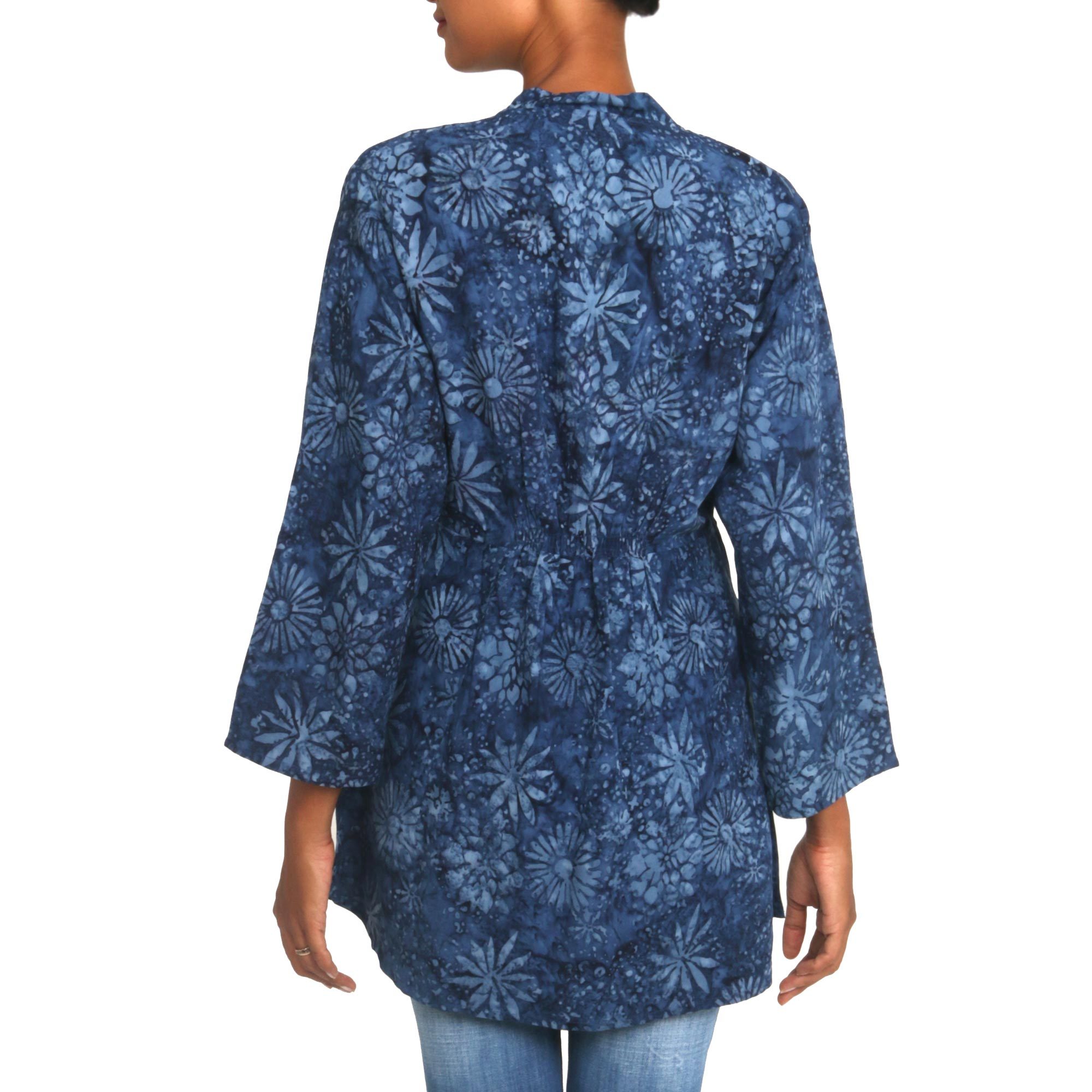 UNICEF Market | Handmade Blue Floral Rayon Batik Tunic from Indonesia ...