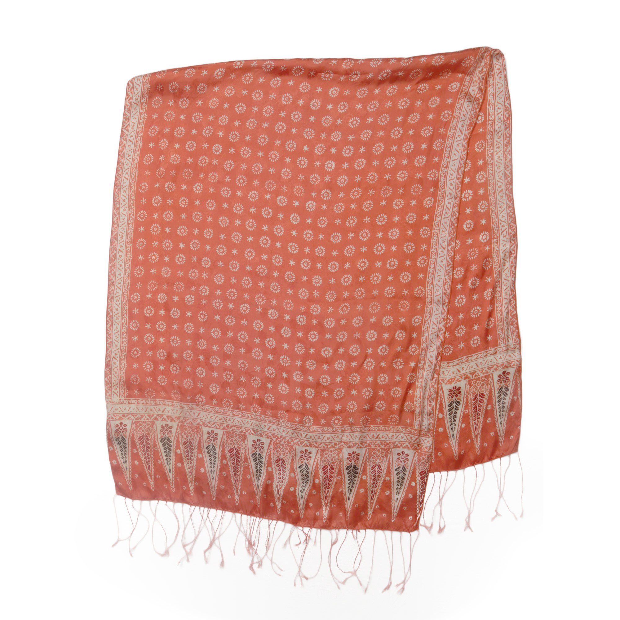 UNICEF Market | Batik Silk Shawl with Truntum Motifs in Tangerine from ...