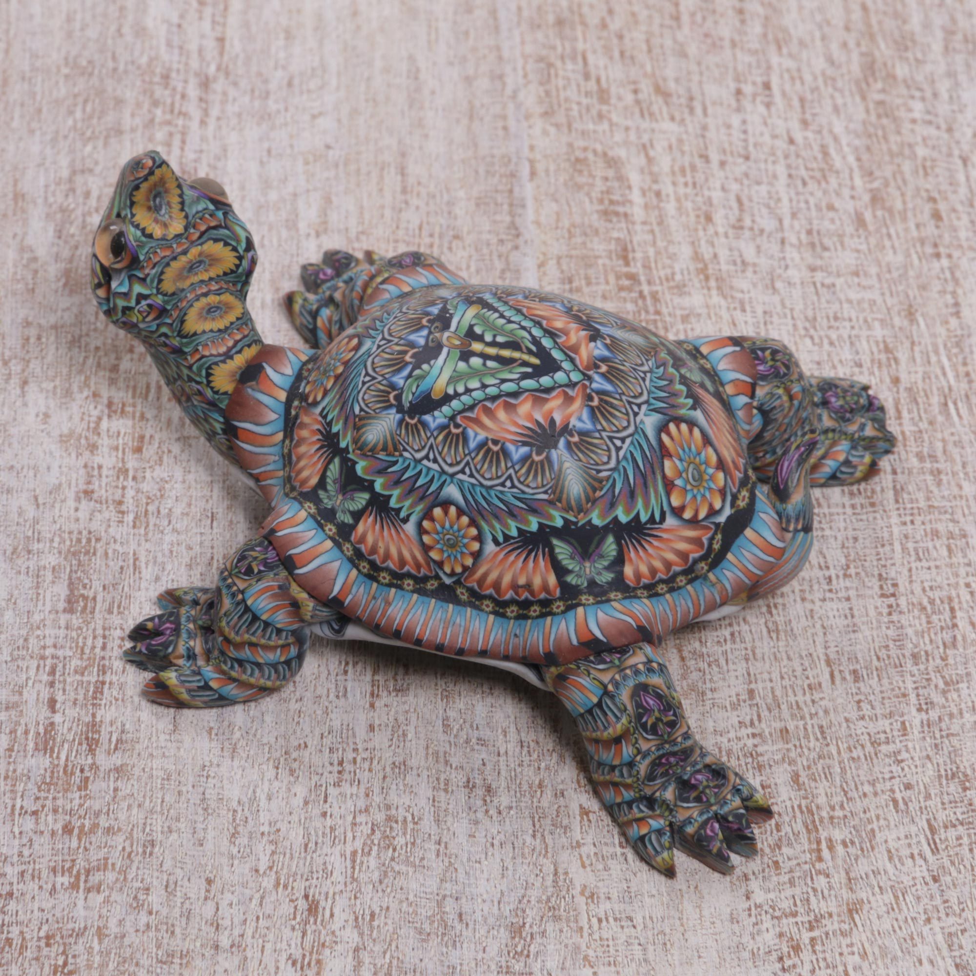 Colorful Polymer Clay Tortoise Sculpture (3 inch) from Bali ...
