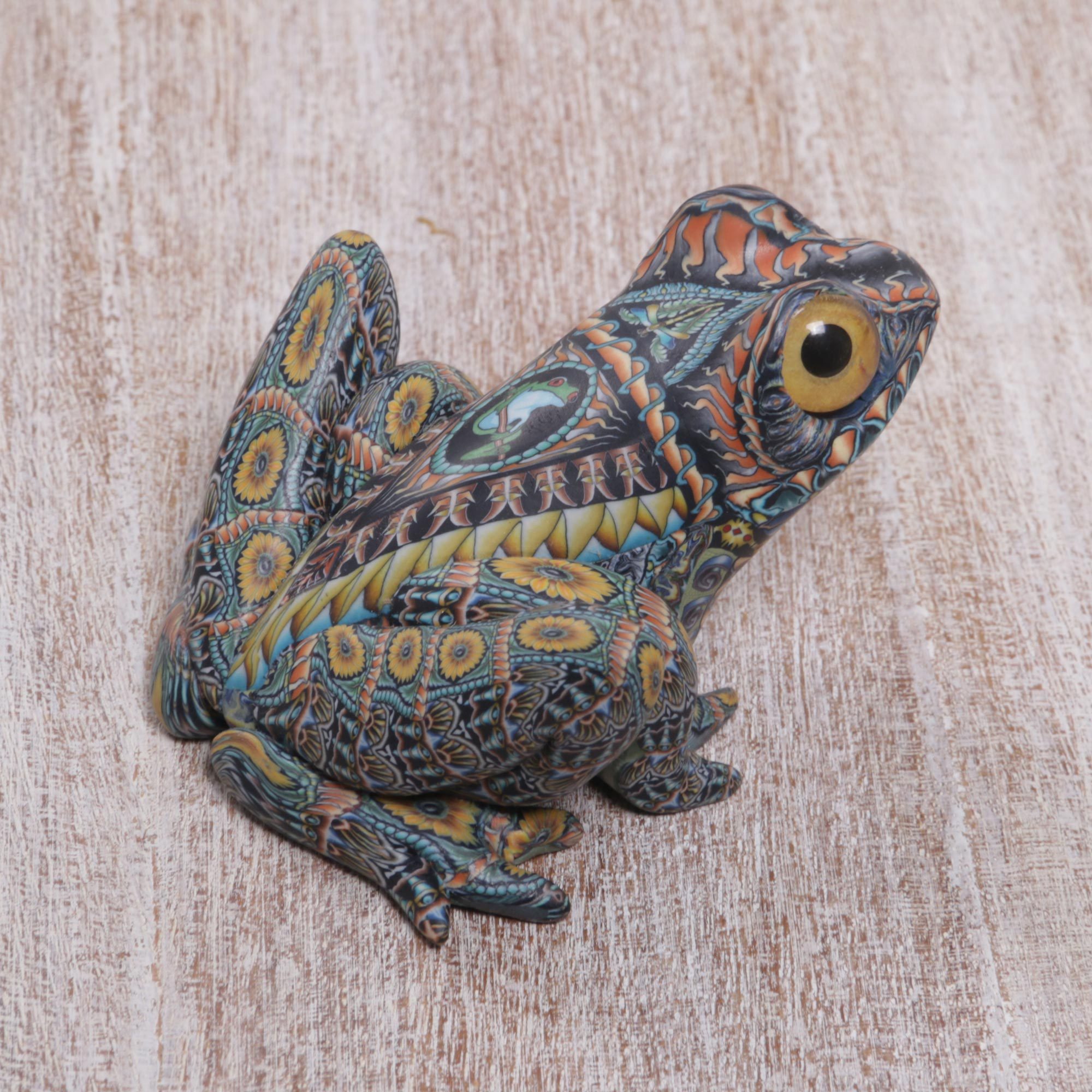 Colorful Polymer Clay Frog Sculpture (2.8 Inch) from Bali - Decorative ...