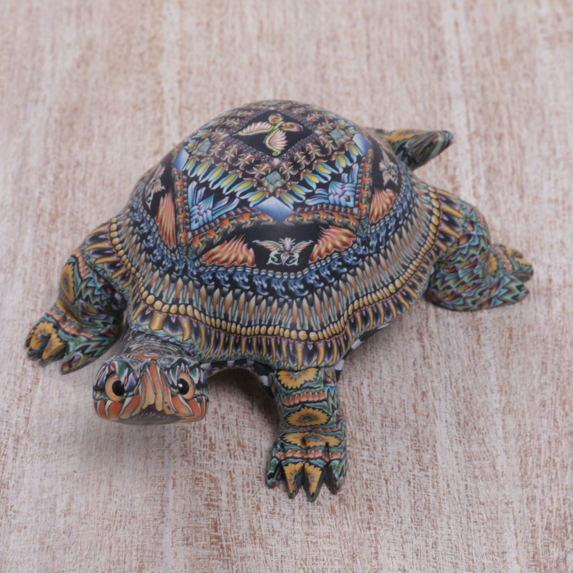 Colorful Polymer Clay Tortoise Sculpture (4.5 Inch) - Decorative ...