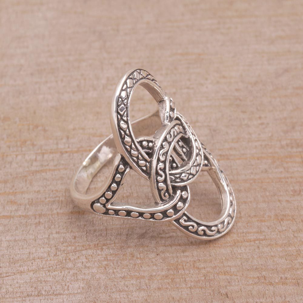 Artisan Crafted Silver Cocktail Ring with Oxidized Accents - Confluence ...