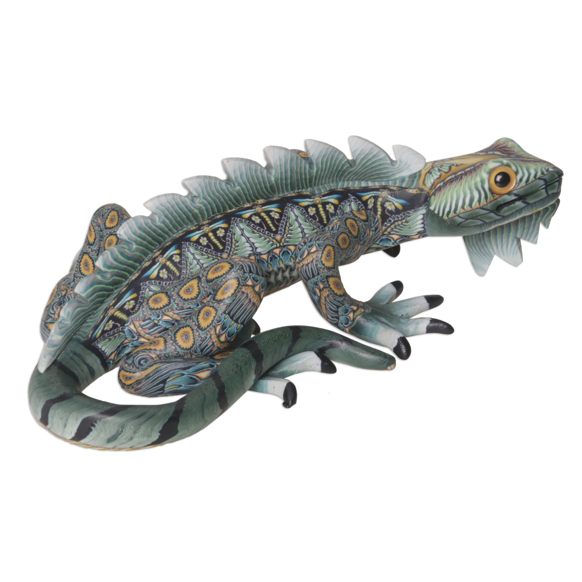 Handcrafted Polymer Clay Iguana Sculpture (5.5 Inch) - Watchful Iguana ...