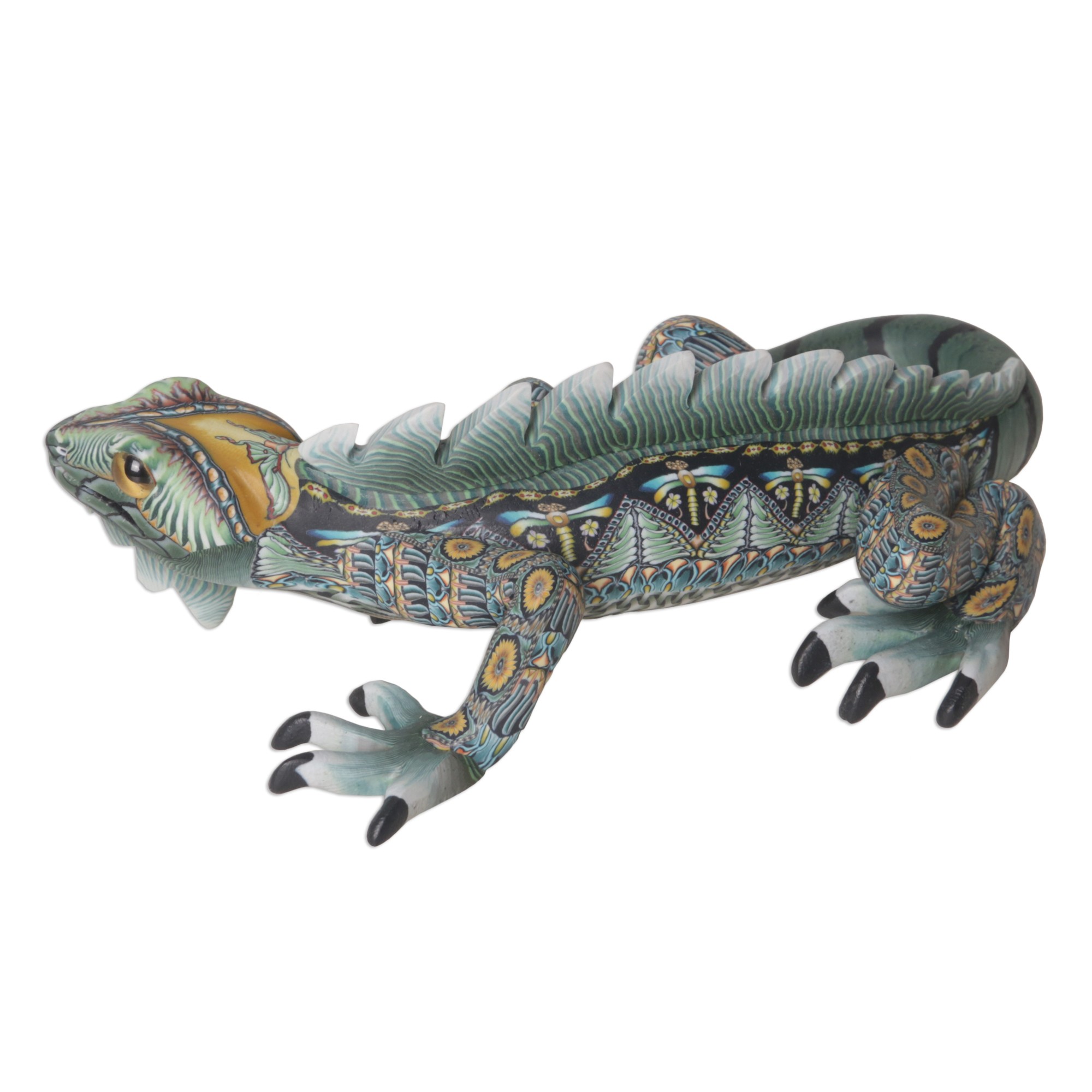 Handcrafted Polymer Clay Iguana Sculpture (5.5 Inch) - Watchful Iguana ...