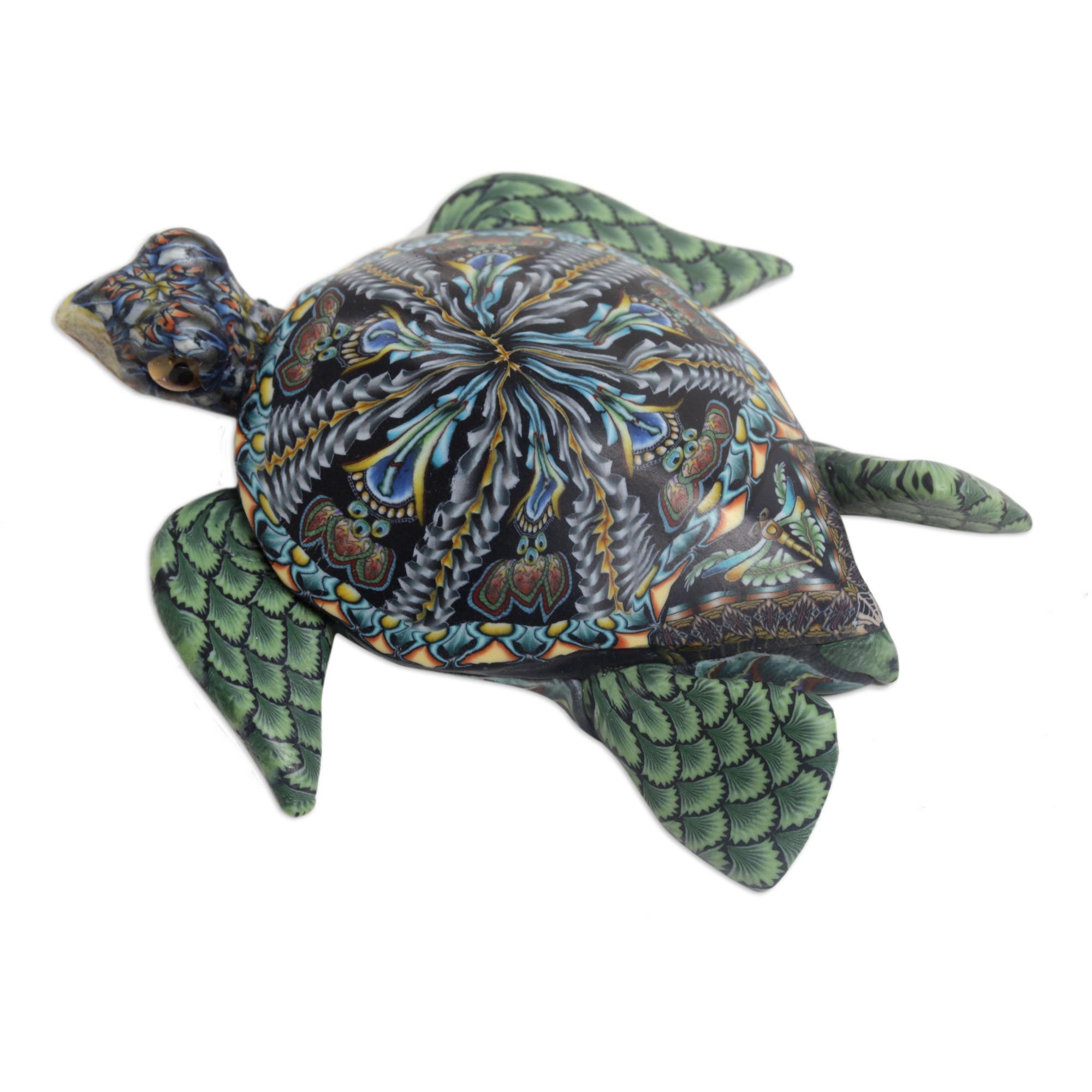 Polymer Clay Sea Turtle Sculpture (2.6 inch) from Bali - Vibrant Sea ...