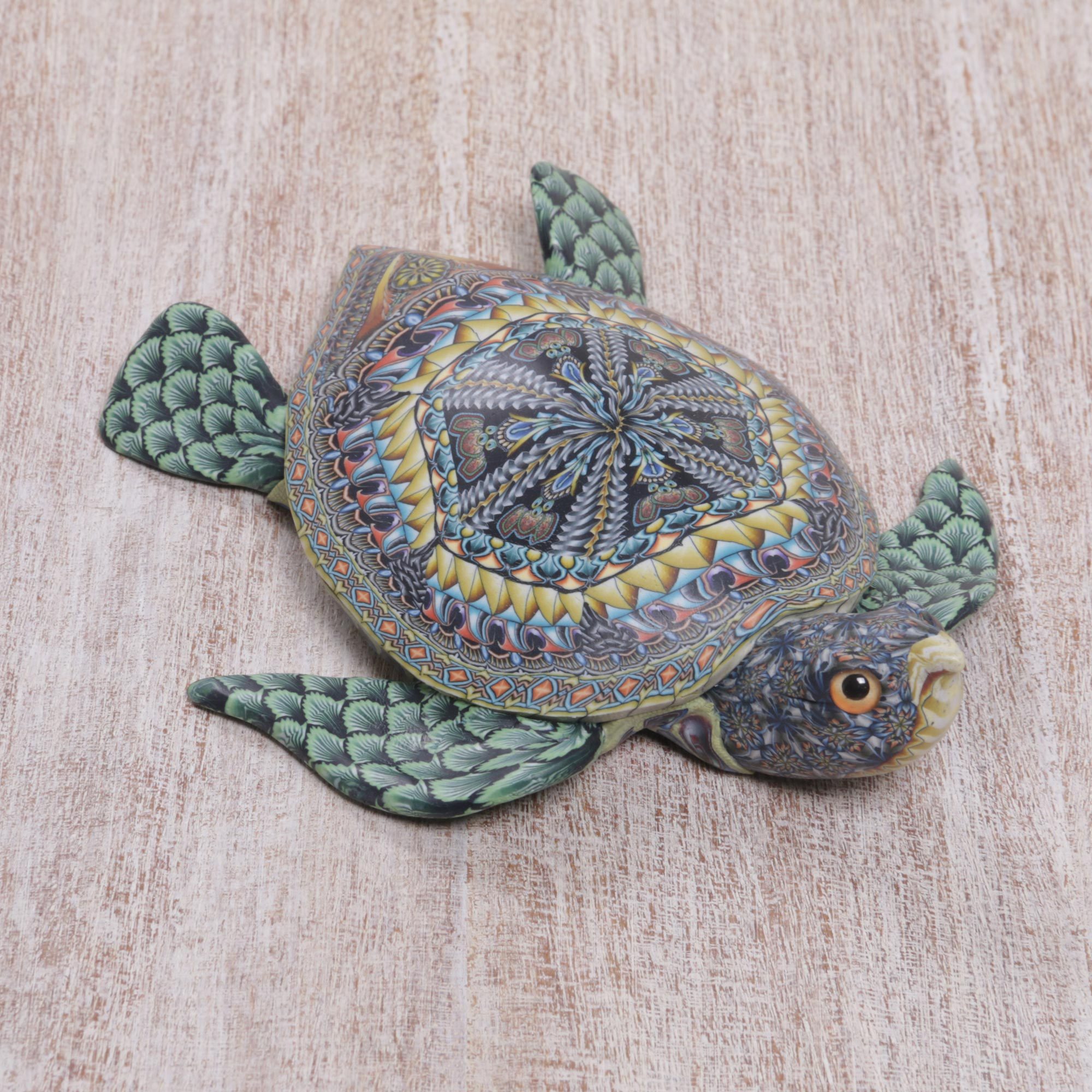 Polymer Clay Sea Turtle Sculpture (4.5 Inch) from Bali - Vibrant Sea ...