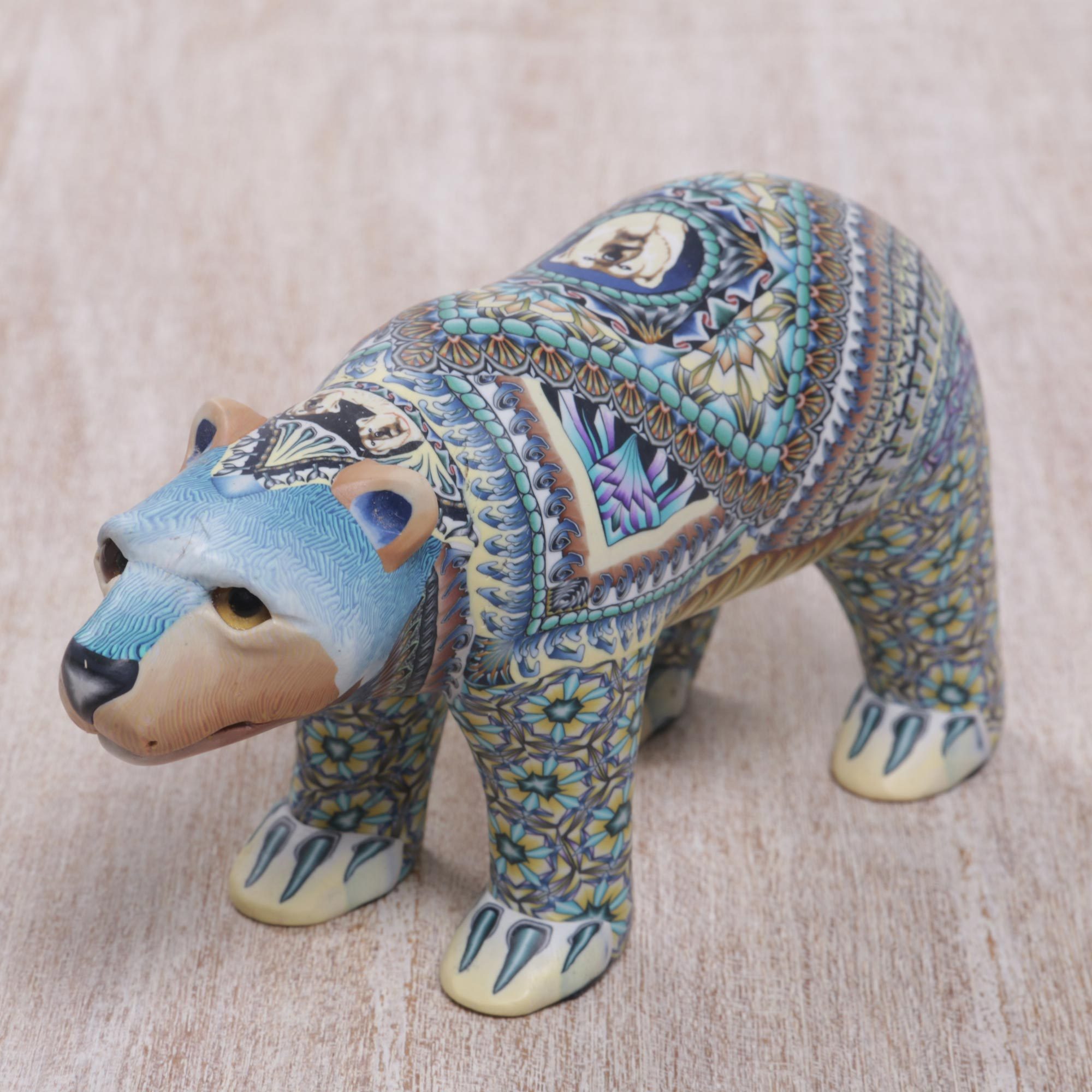 Handmade Polymer Clay Sculpture of a Polar Bear from Bali - Mother ...