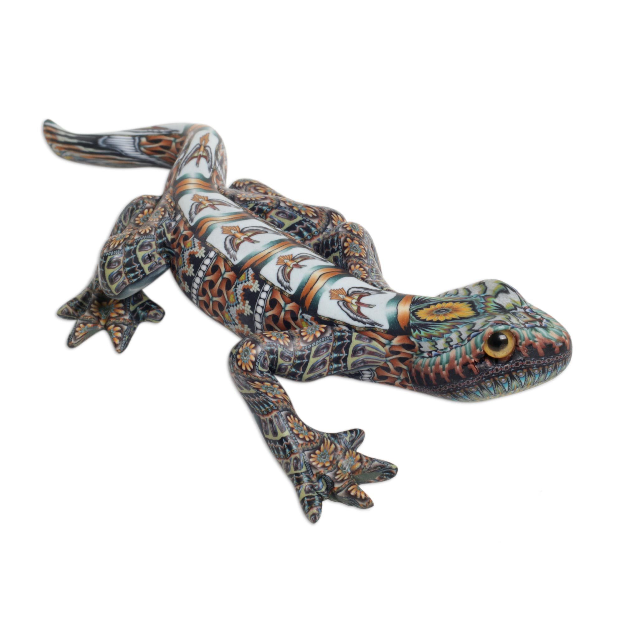 Handmade Polymer Clay Lizard Sculpture (4.3 Inch) - Vibrant Lizard | NOVICA