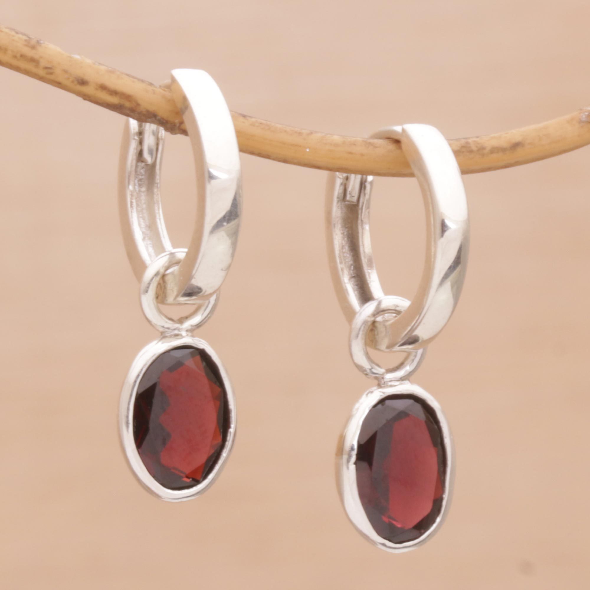 Versatile Garnet Hoop Earrings with Sterling Silver - Out of the Loop ...