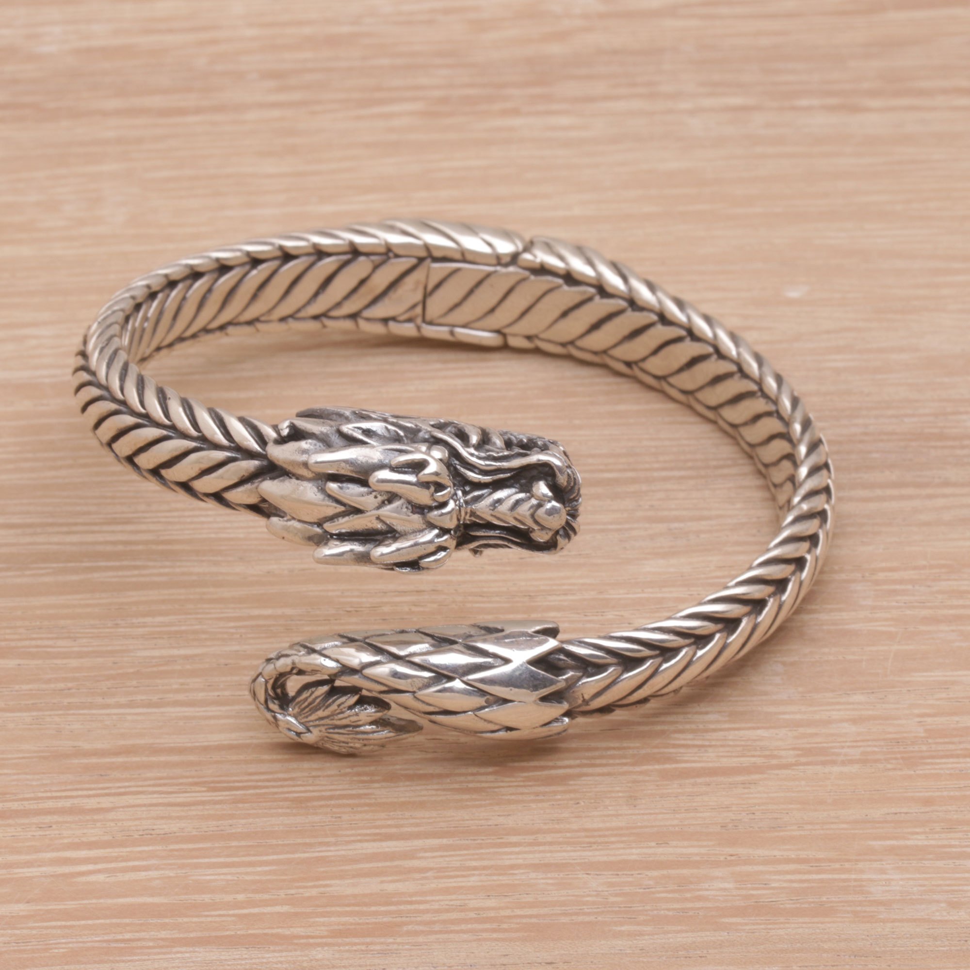 UNICEF Market | Sterling Silver Dragon Cuff Bracelet from Bali - Dragon ...