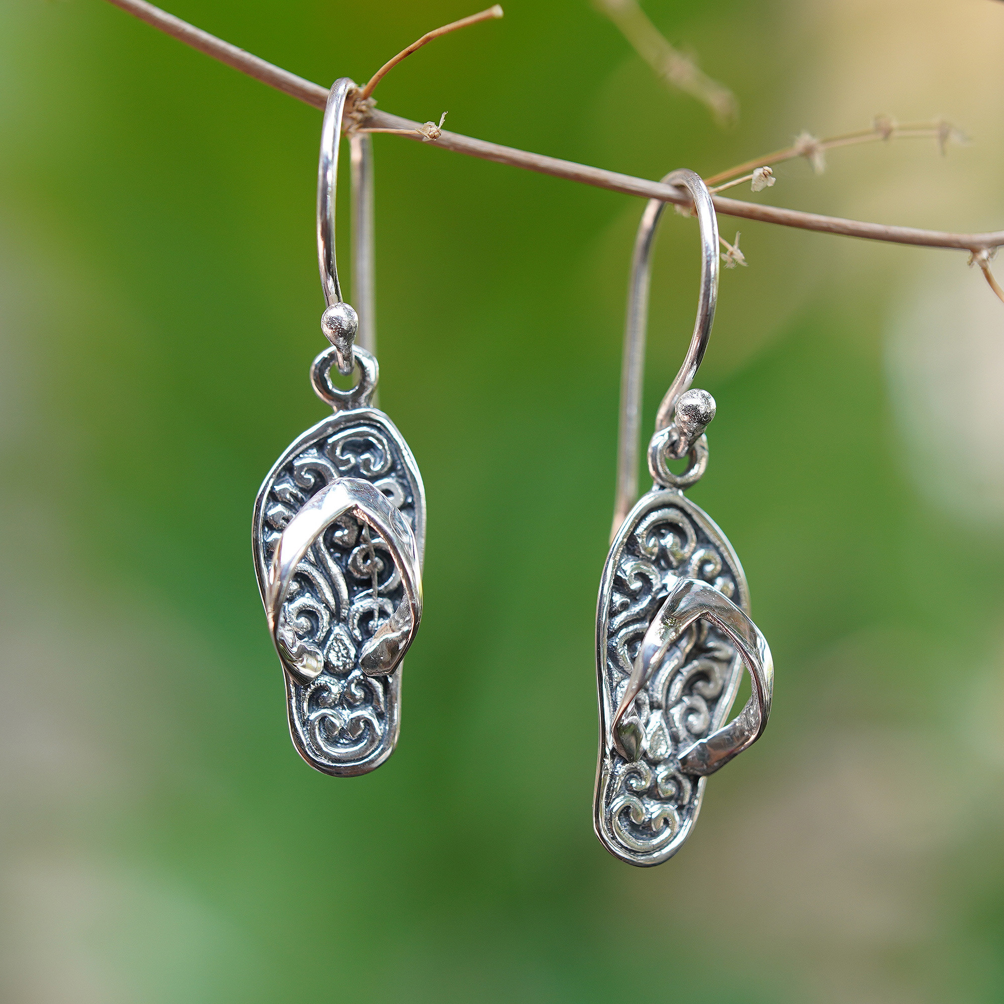 UNICEF Market | Handmade Sterling Silver Dangle Sandal Earrings from ...
