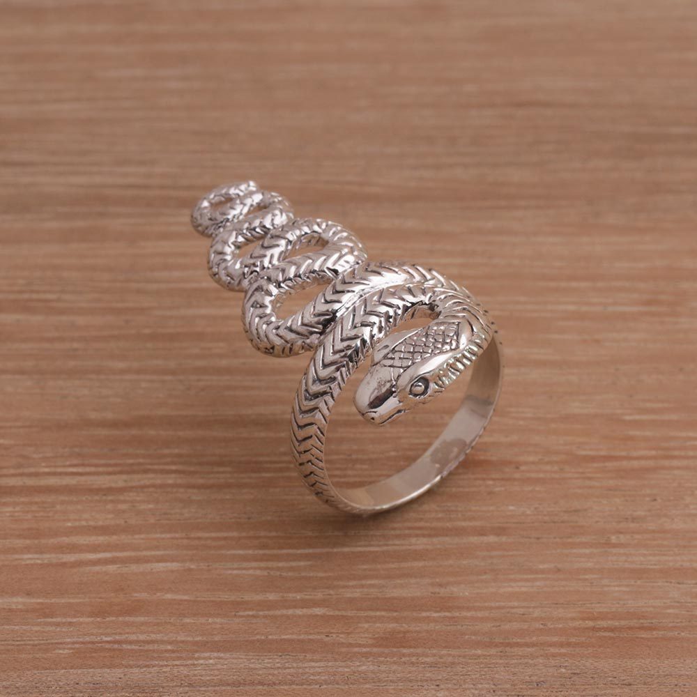 UNICEF Market | Handmade 925 Sterling Silver Snake Cocktail Ring ...