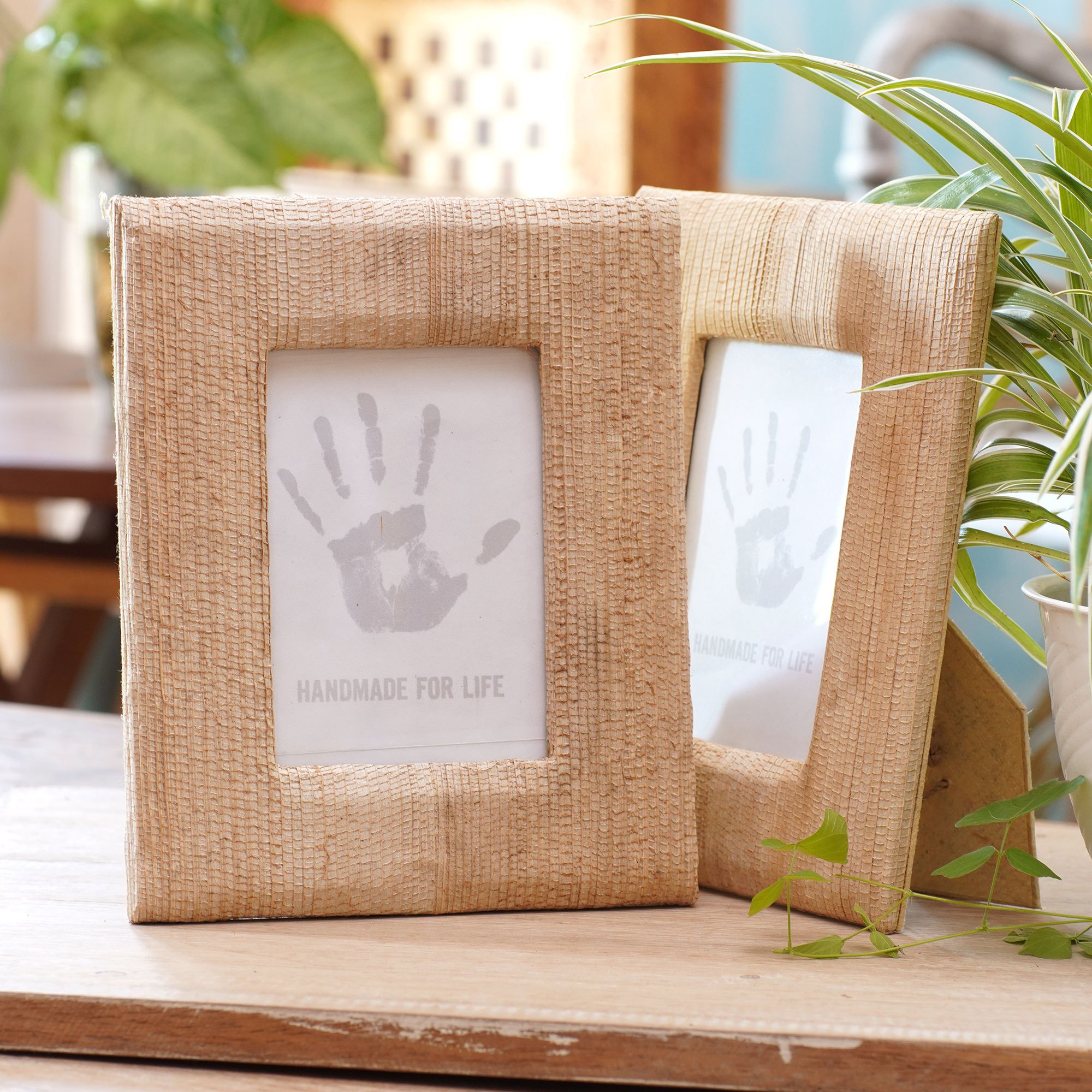 Small Natural Fiber Photo Frames in Beige (Pair, 3x5) - Rustic Memories ...