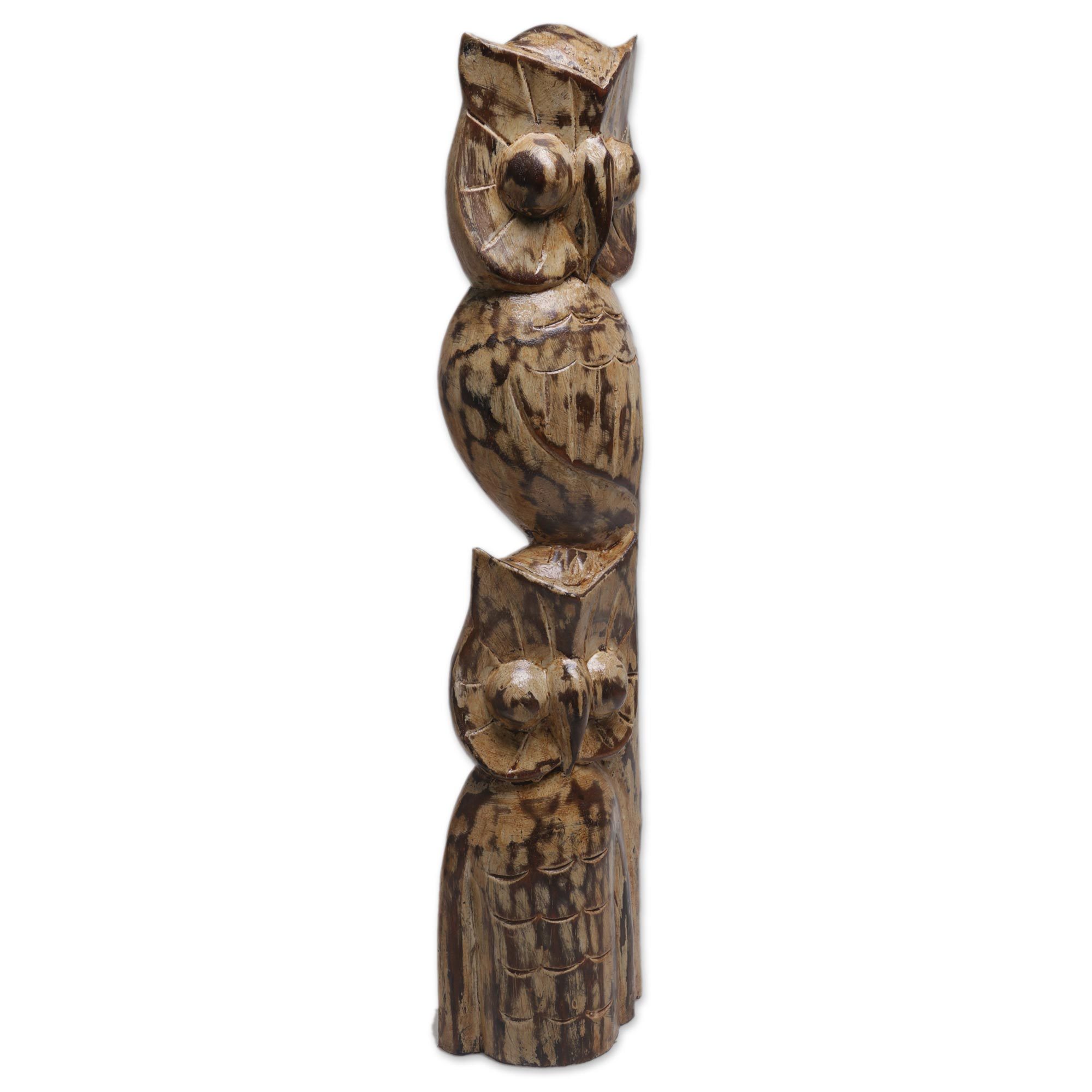 UNICEF Market | Hand Carved Albesia Wood Owl Totem Statuette from Bali ...